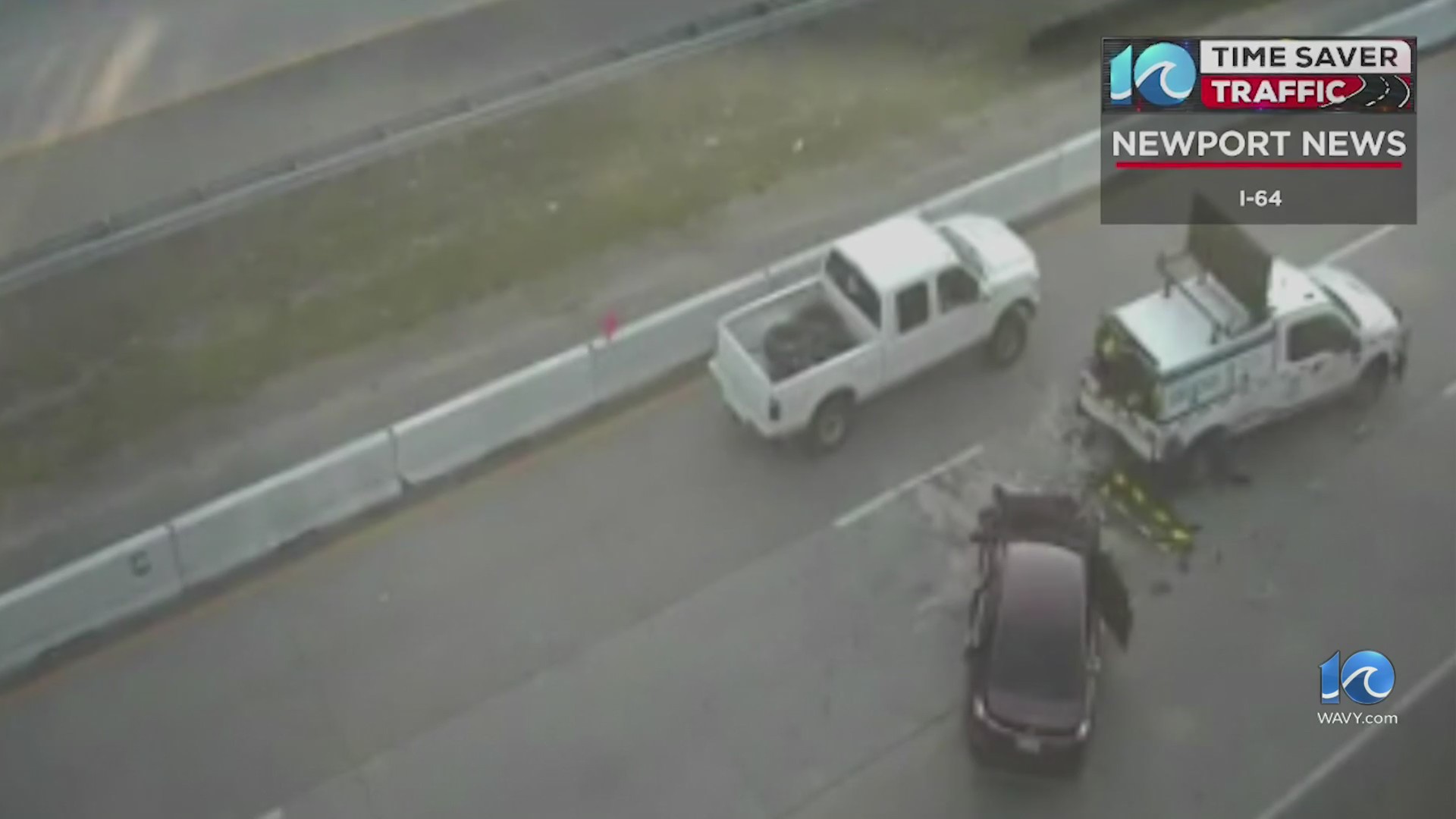 VDOT truck struck by vehicle on I-64 in Newport News – WAVY.com