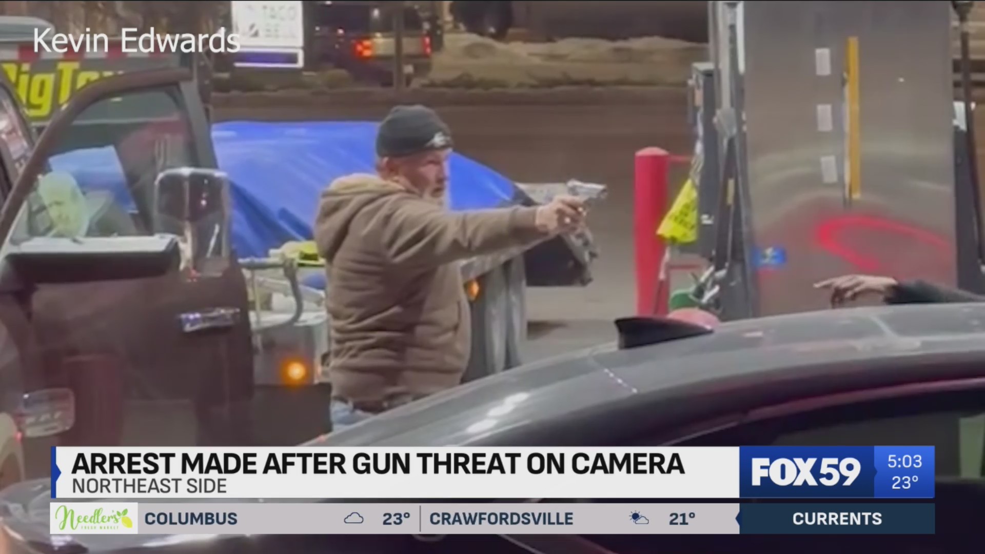 Video shows armed man attack, threaten to shoot woman outside Indy gas ...