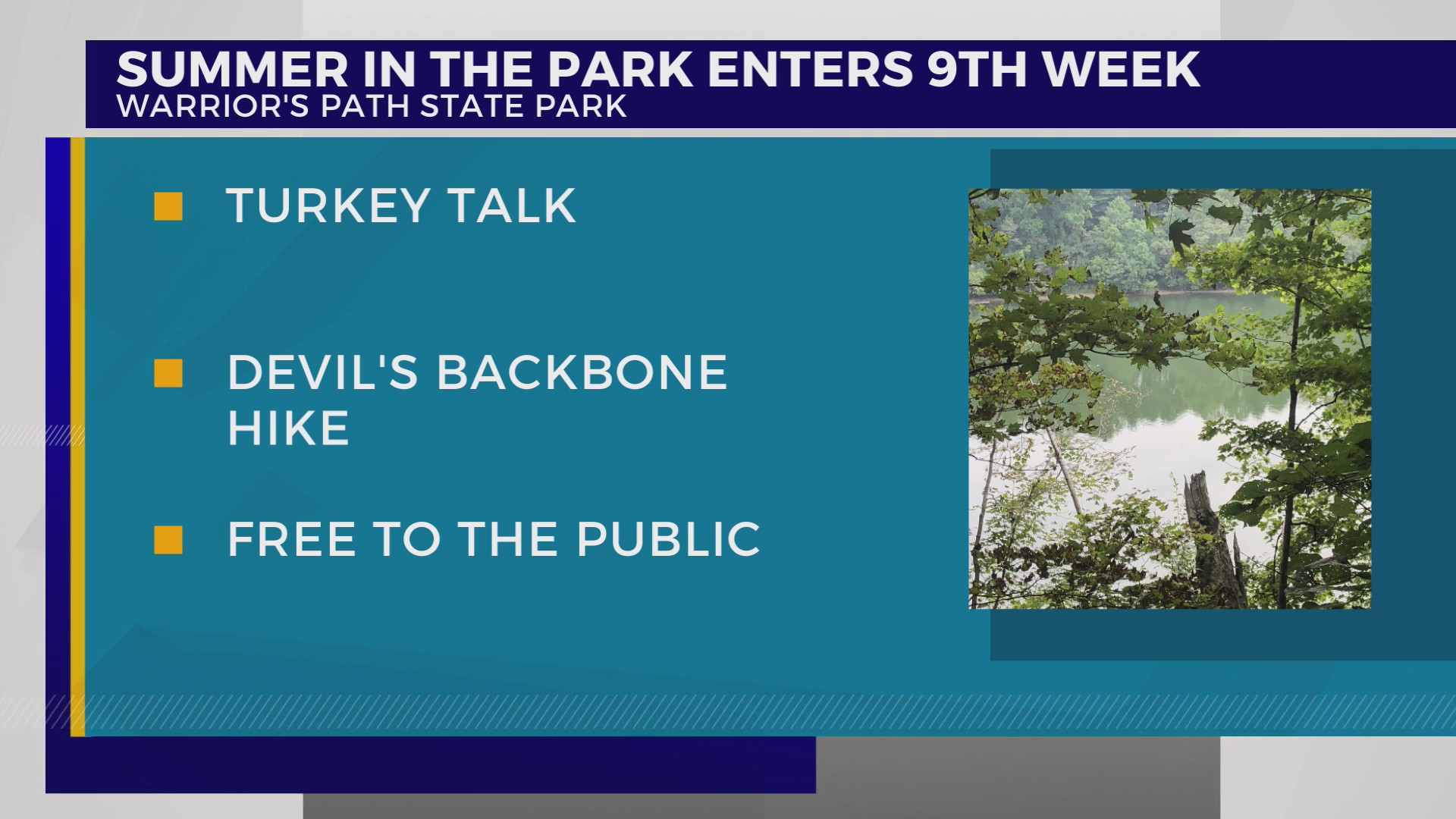 Schedule: Week 9 of Summer in the Park at Warriors’ Path State Park – WJHL | Tri-Cities News ...