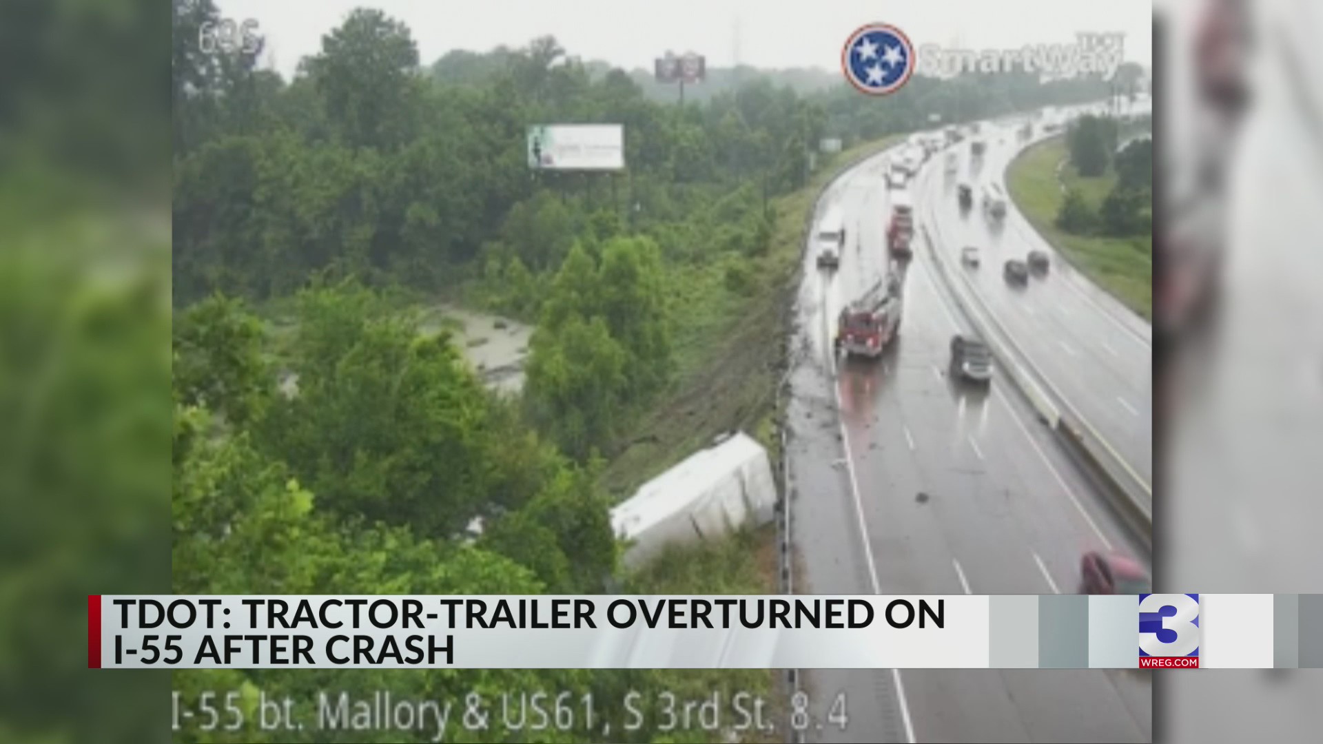 TDOT: Tractor-trailer overturned on I-55 after crash – WREG.com