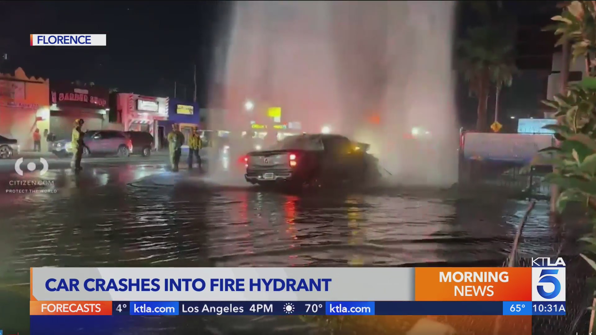 Truck shears hydrant, floods South L.A. roadway – KTLA