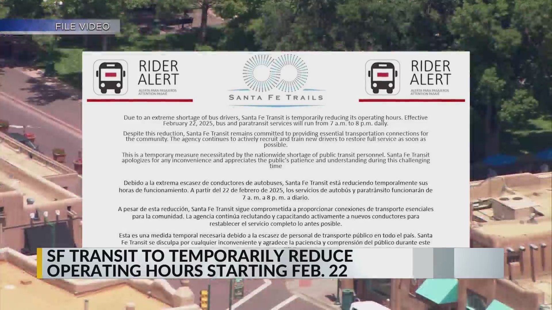 Santa Fe Transit to temporarily reduce operating hours – KRQE NEWS 13 ...