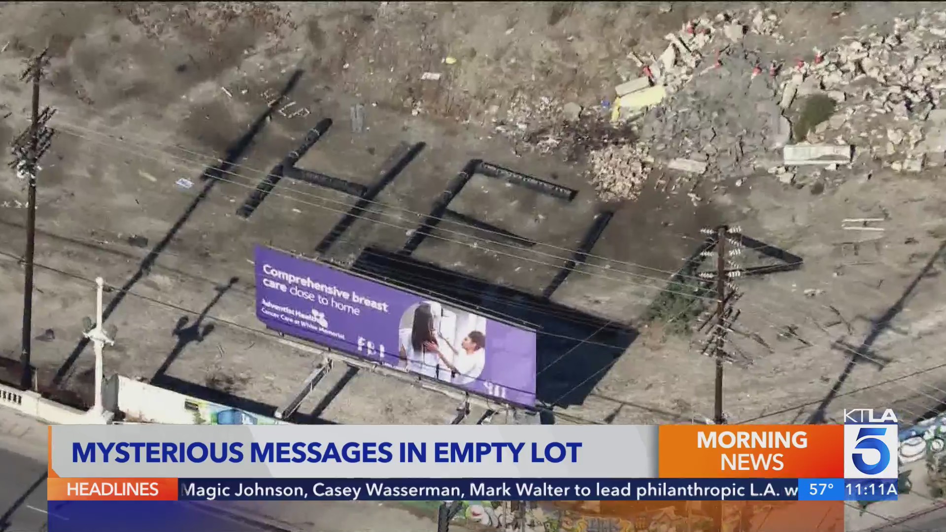 Disturbing messages seen in empty lot in downtown Los Angeles are not ...