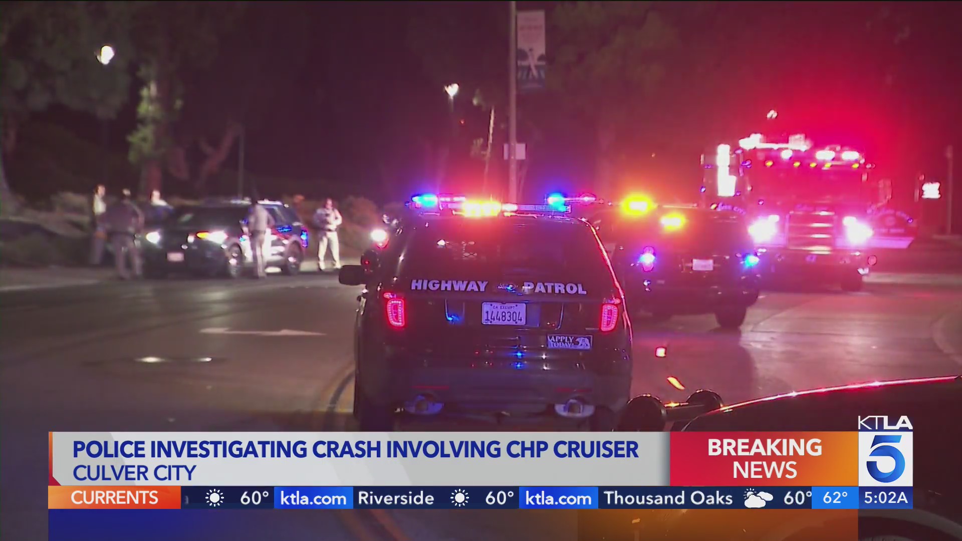 CHP cruiser crashes onto embankment in Culver City – KTLA