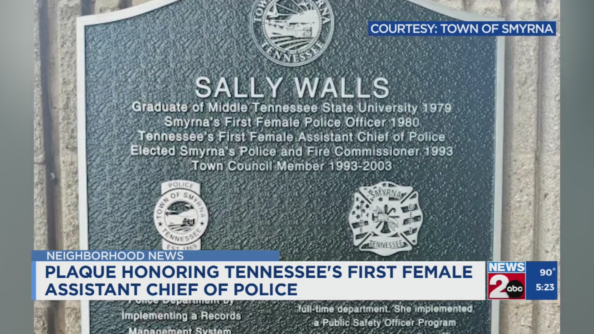 Plaque honors Tennessee’s first female assistant chief of police – WKRN ...