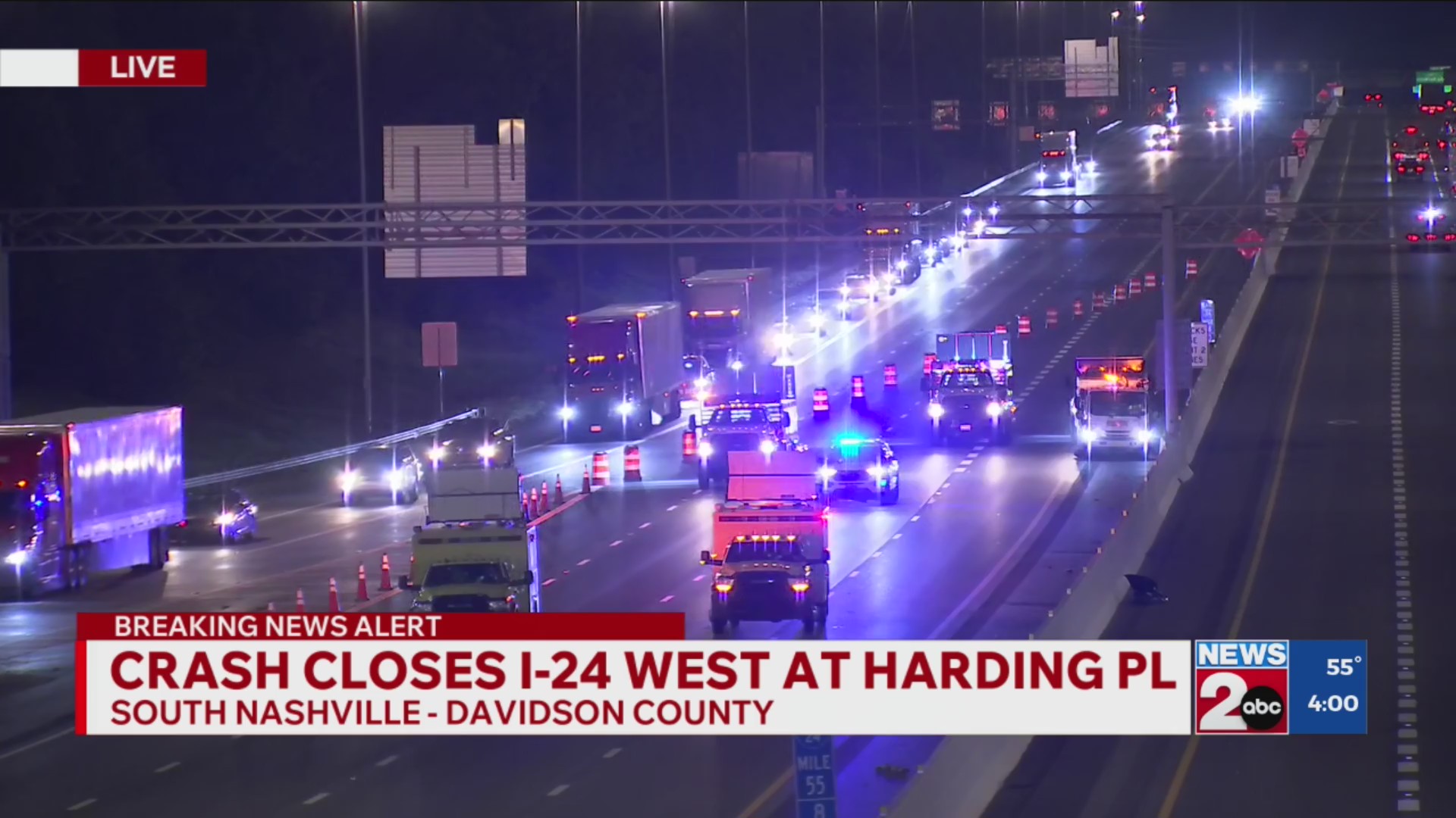 Crash closes I-24 at Harding Place – WKRN News 2