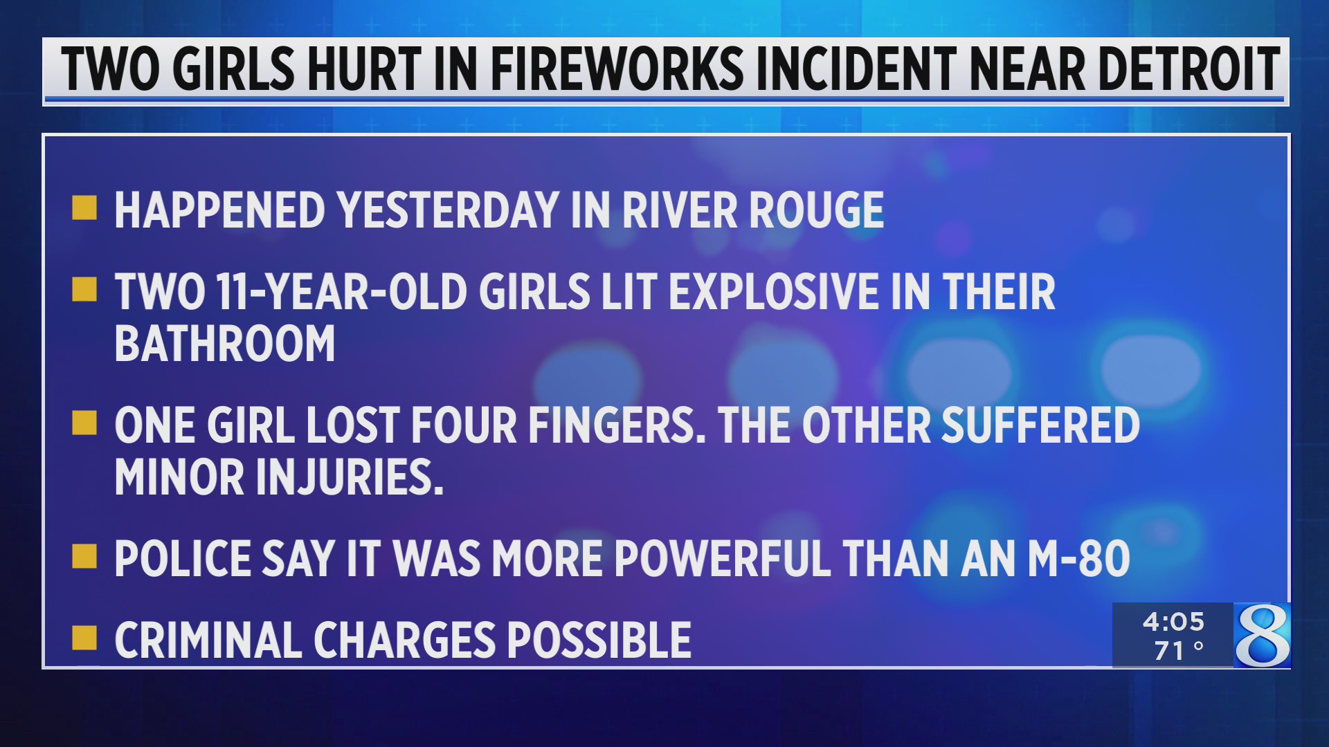 Report: 11-year-old from Michigan loses fingers after fireworks ...
