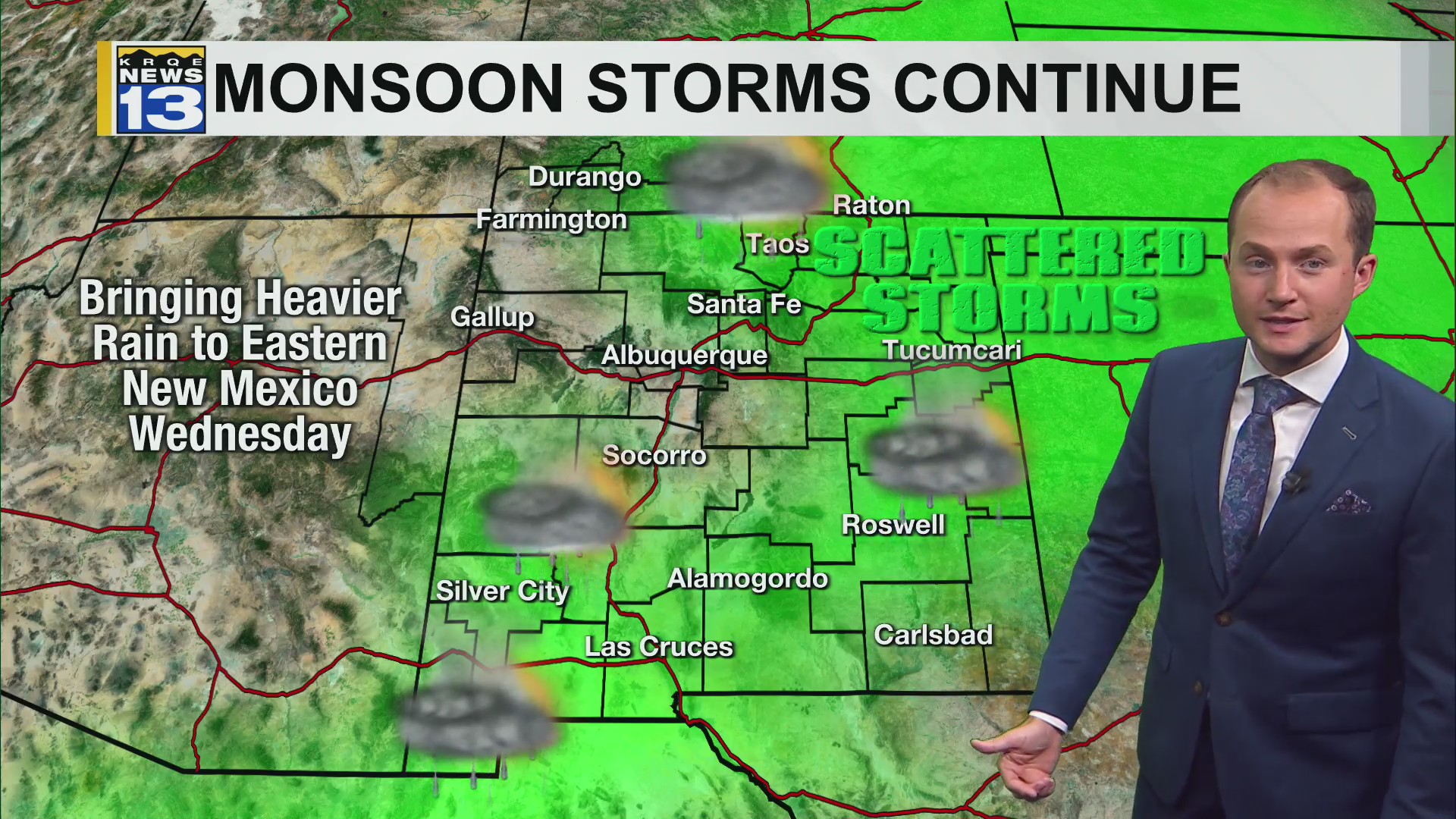 Monsoon storm chances continue into the end of the week – KRQE NEWS 13 ...