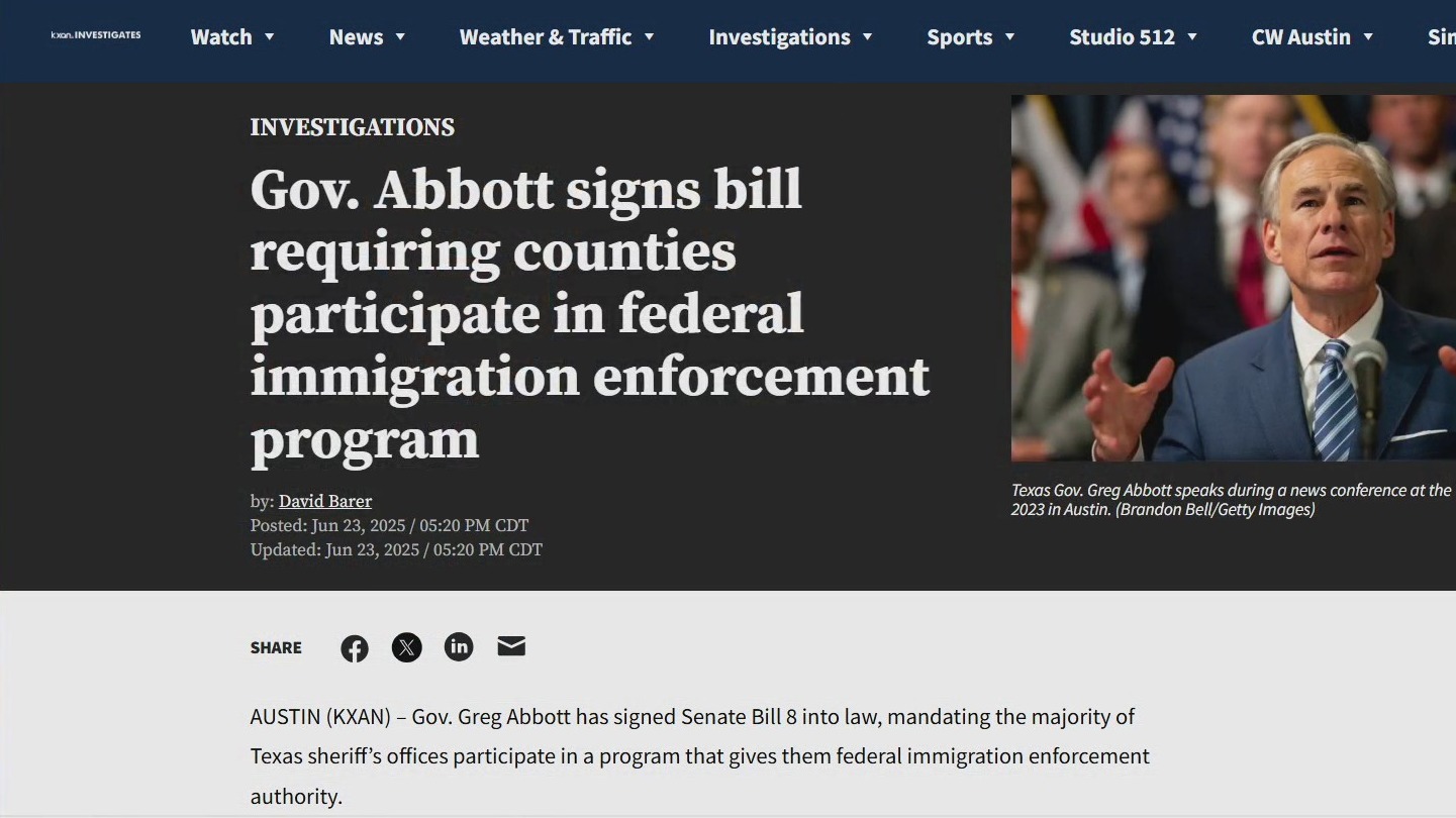 Gov. Abbott signs bill requiring counties participate in federal ...
