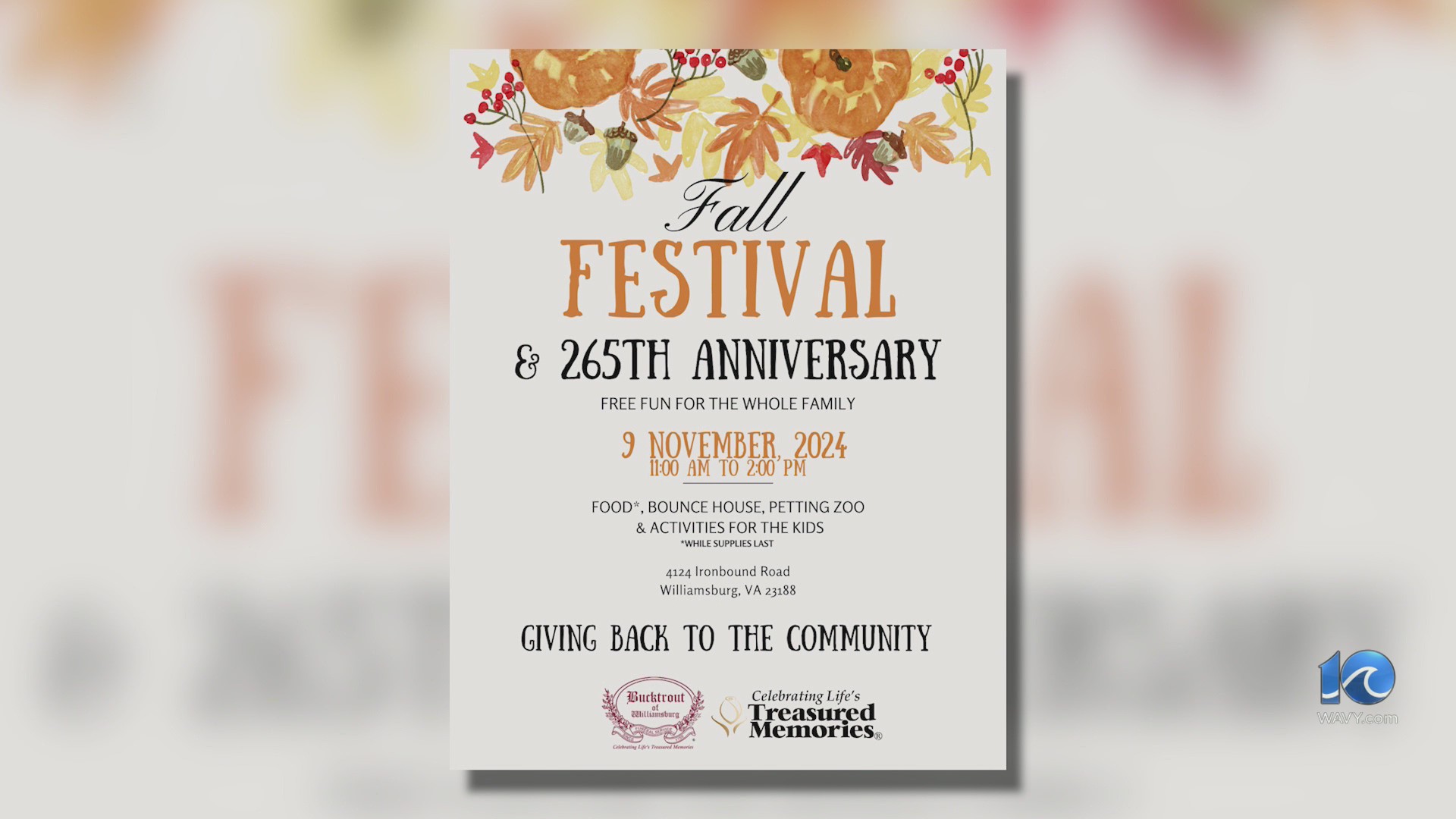Bucktrout of Williamsburg to host Fall Festival – WAVY.com