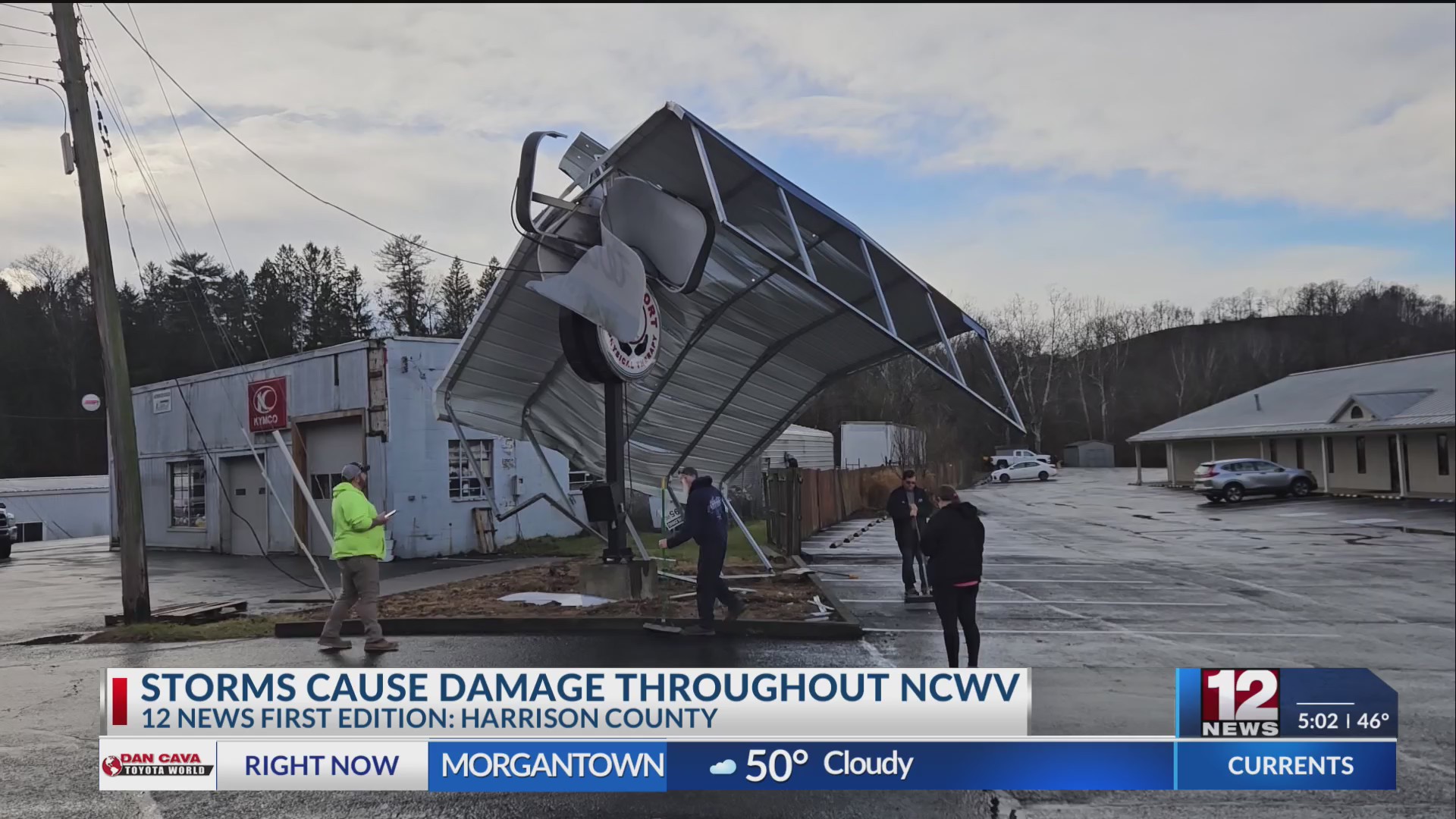 Wind hurls metal canopy, knocks out power for thousands in north ...