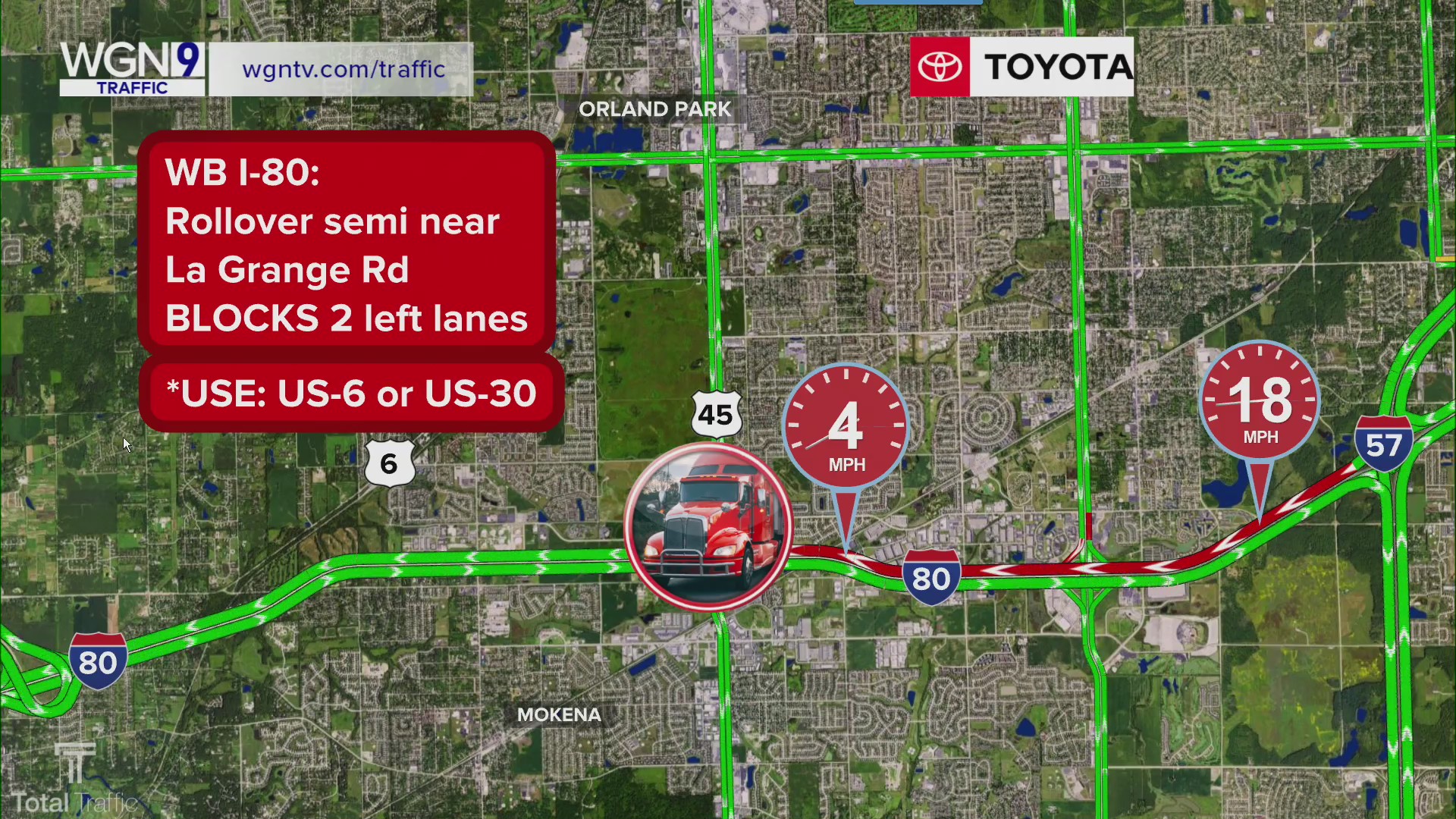 Semi rollover along I-80 in the southwest suburbs causes road closures ...