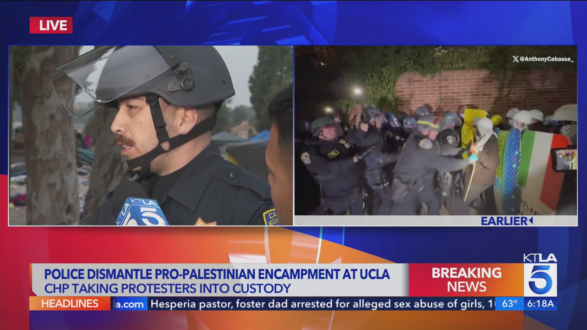 CHP Officer Alec Pereyda speaks to KTLA about UCLA pro-Palestinian ...