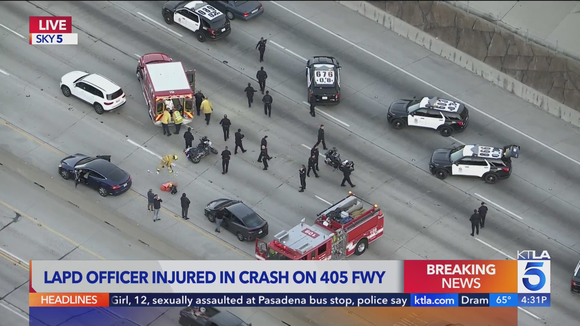 LAPD officer injured in crash on 405 Freeway – KTLA