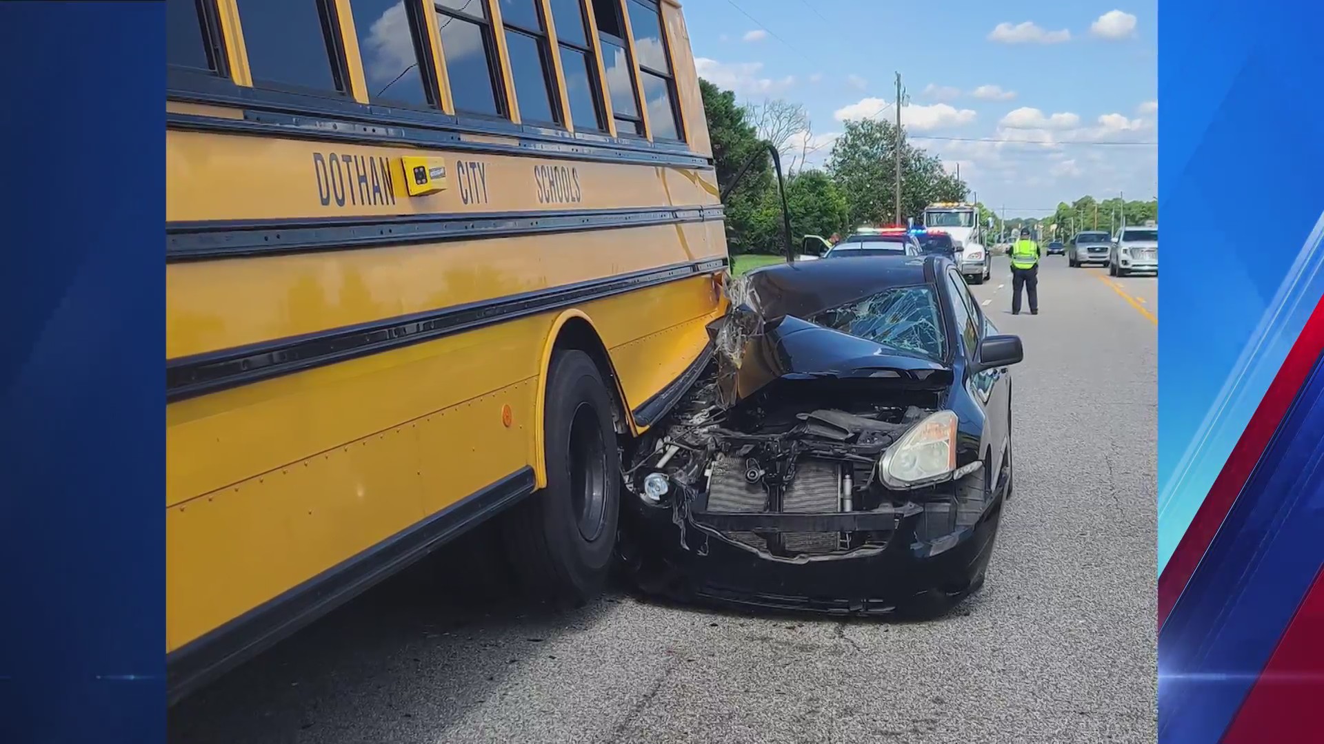 Car Crashes Into School Bus