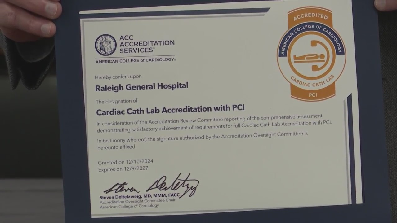 Raleigh General Hospital receives ACC Cardiac Cath Lab Accreditation – WVNS
