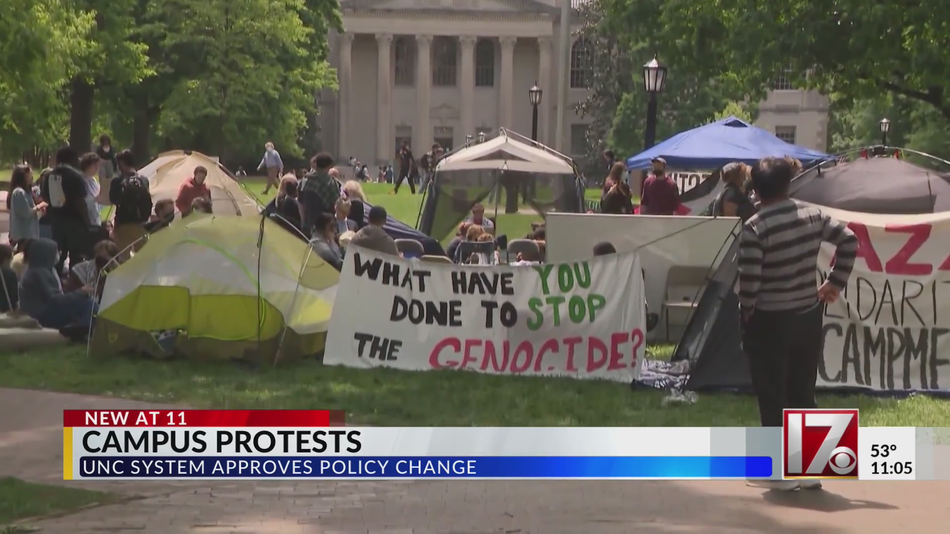 UNC System approves policy change to campus protests – CBS17.com