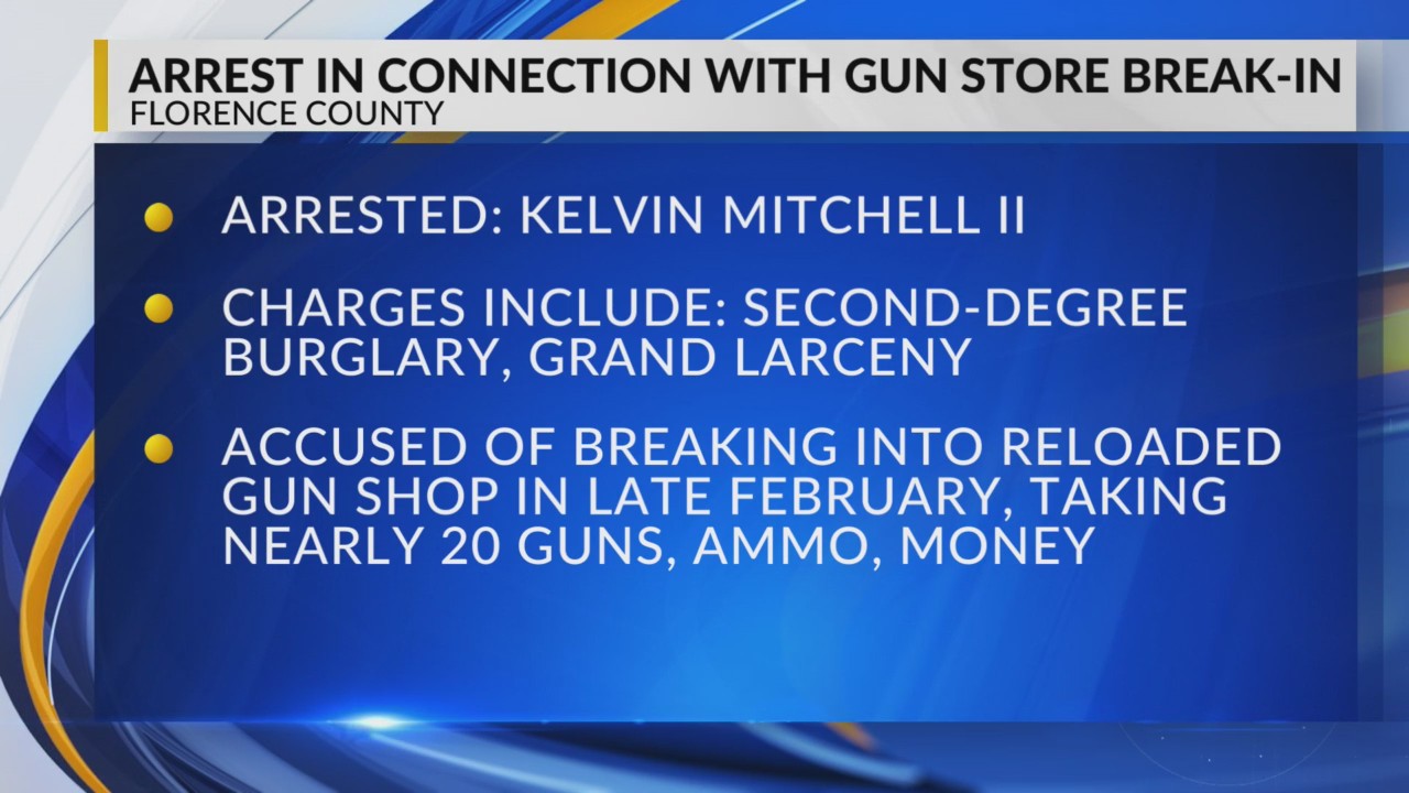 Man accused of stealing 20 firearms, ammo from Florence County gun shop ...