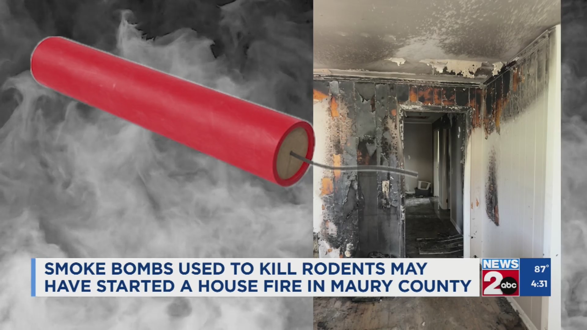 Smoke bomb used to kill rodents spark Maury County house fire – WKRN News 2