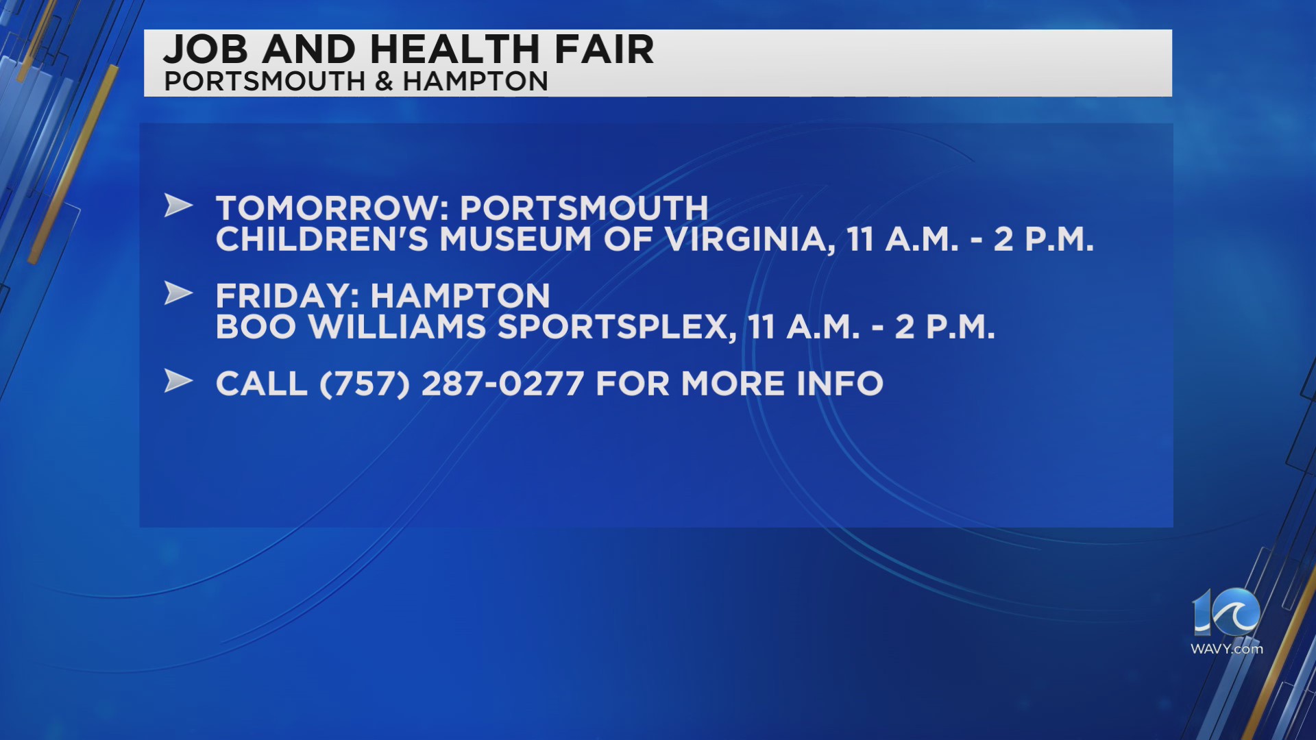Sentara to host job and health fair in Portsmouth and Hampton – WAVY.com