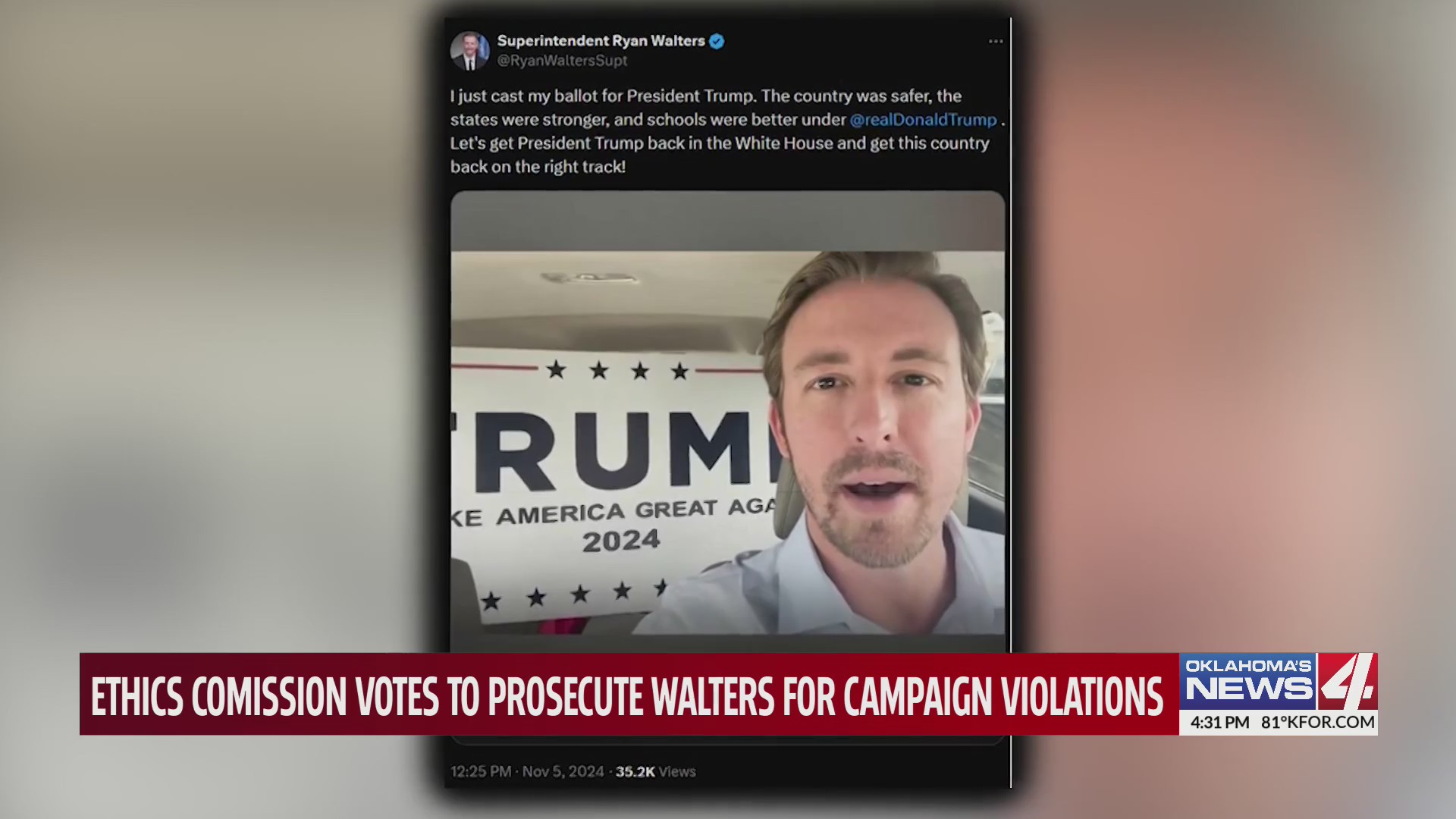 Ethics Commission votes to prosecute Walters for campaign violations ...