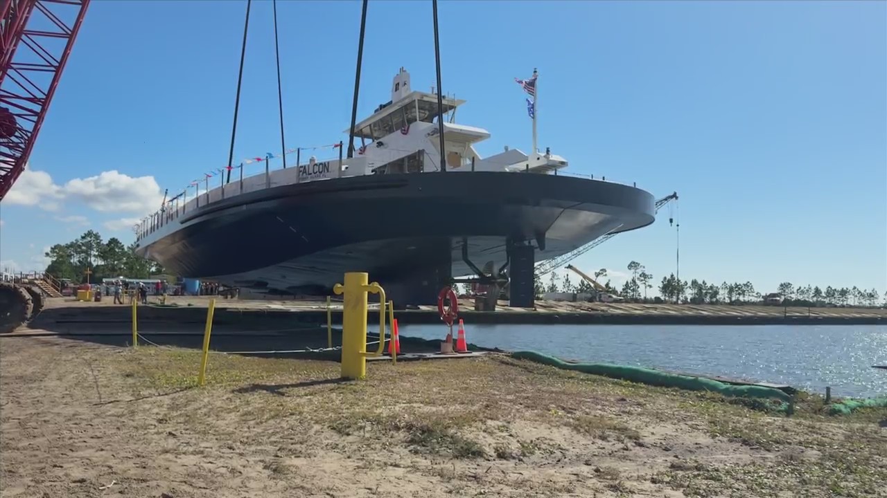 Eastern Shipbuilding Group launches the FALCON ferry boat for Fisher ...