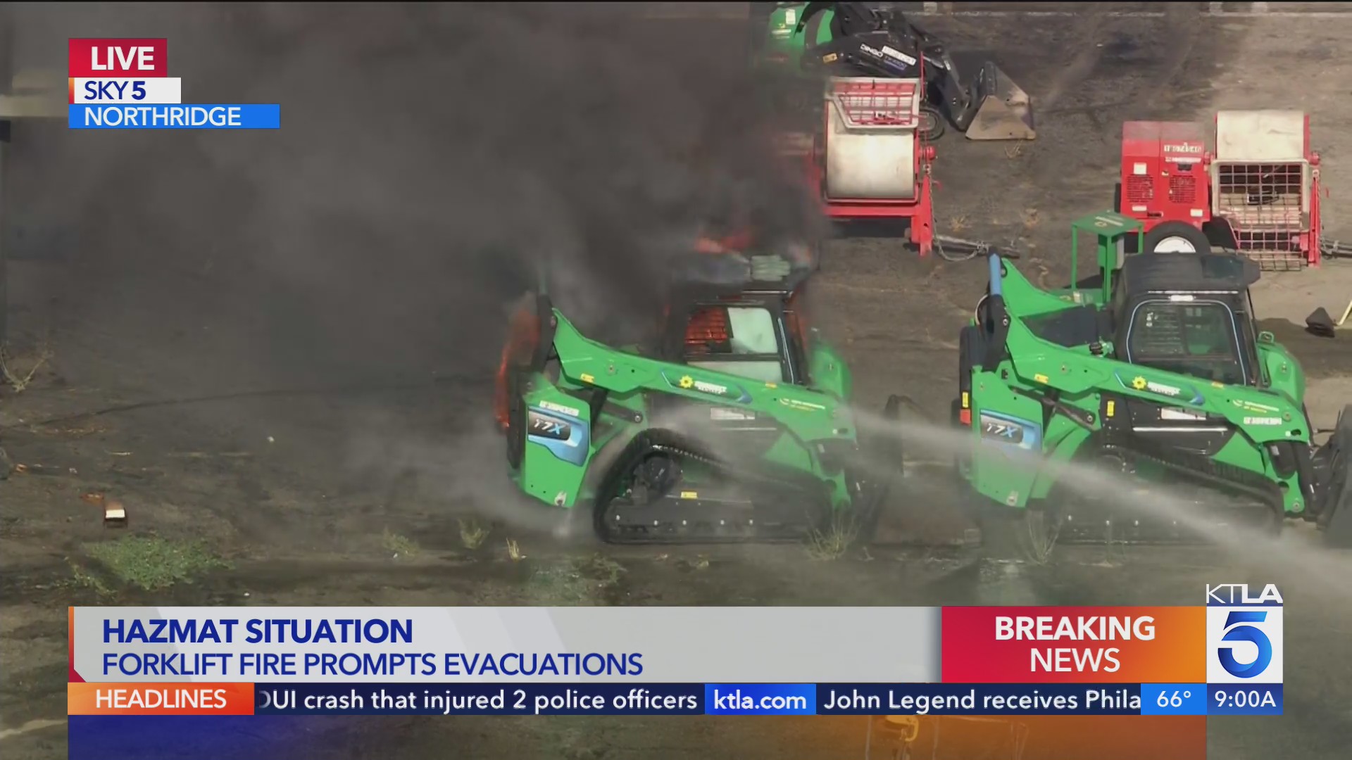 Electric skid loader fire forces evacuations in Northridge – KTLA