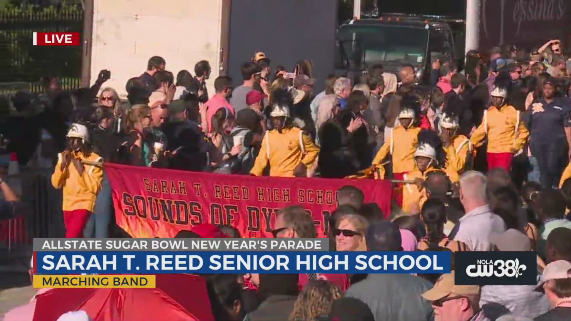 Sarah T. Reed High School Band at Allstate Sugar Bowl Parade in New ...