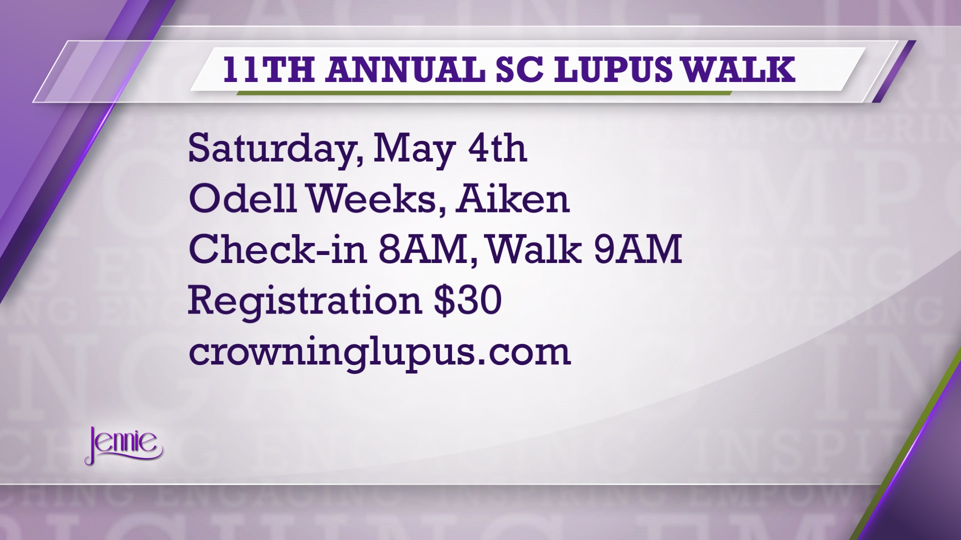 Crowning Lupus awareness walk Saturday, May 4th – WJBF