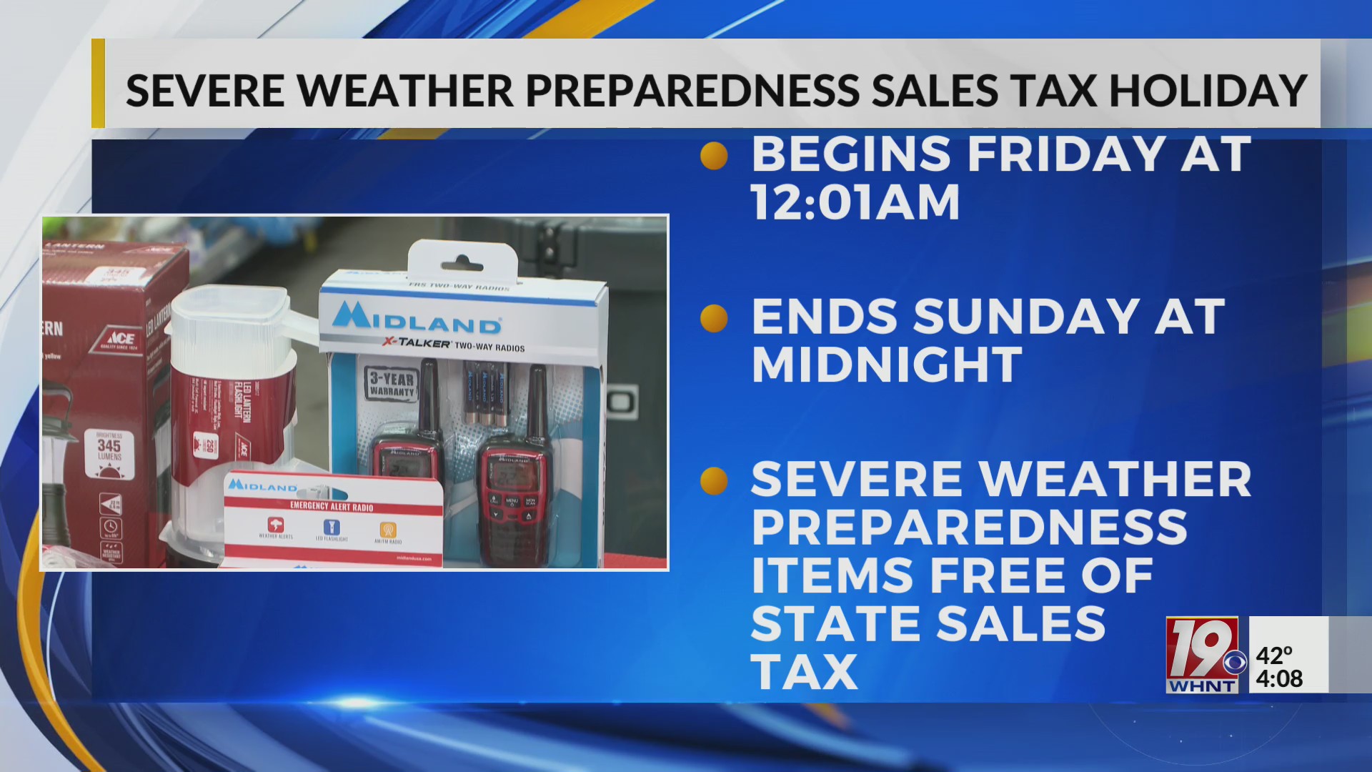 Severe Weather Preparedness Sales Tax Holiday | Feb. 17, 2025 | News 19 ...
