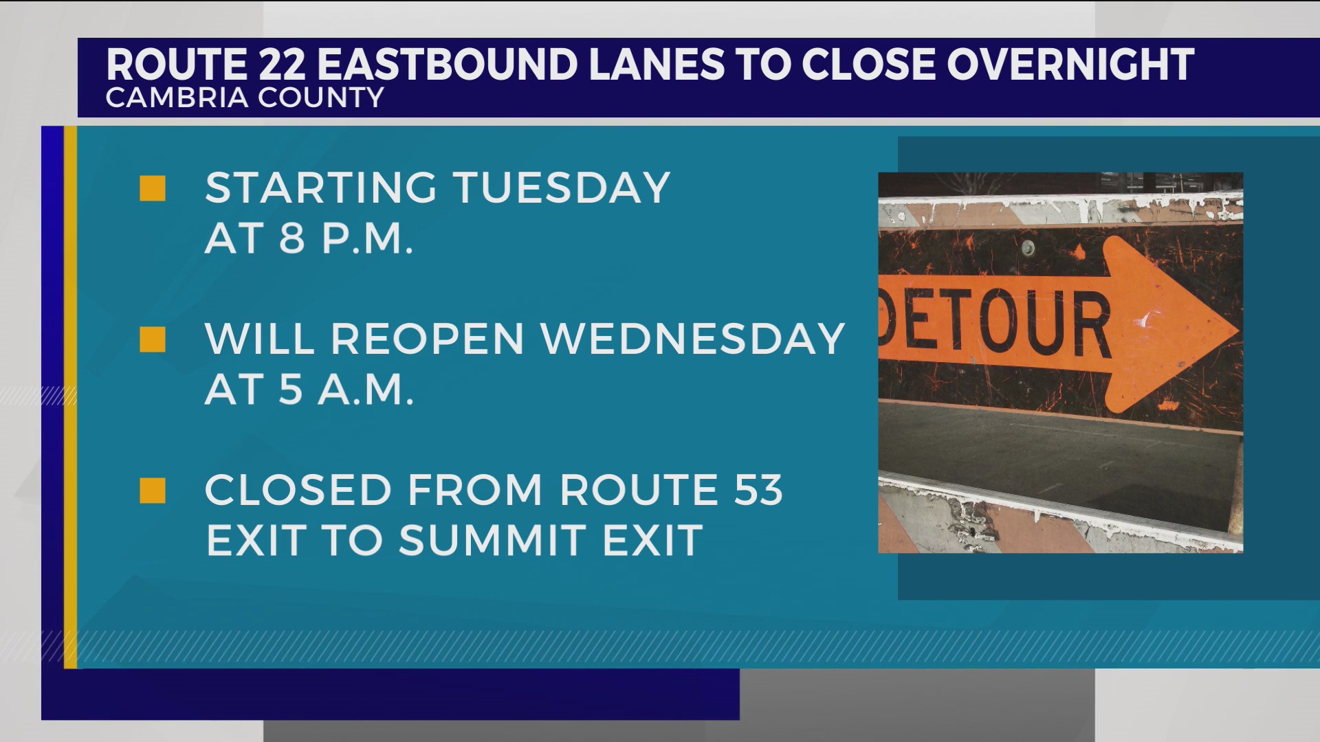 PennDOT announces U.S. 22 eastbound closure, detour for bridge project ...