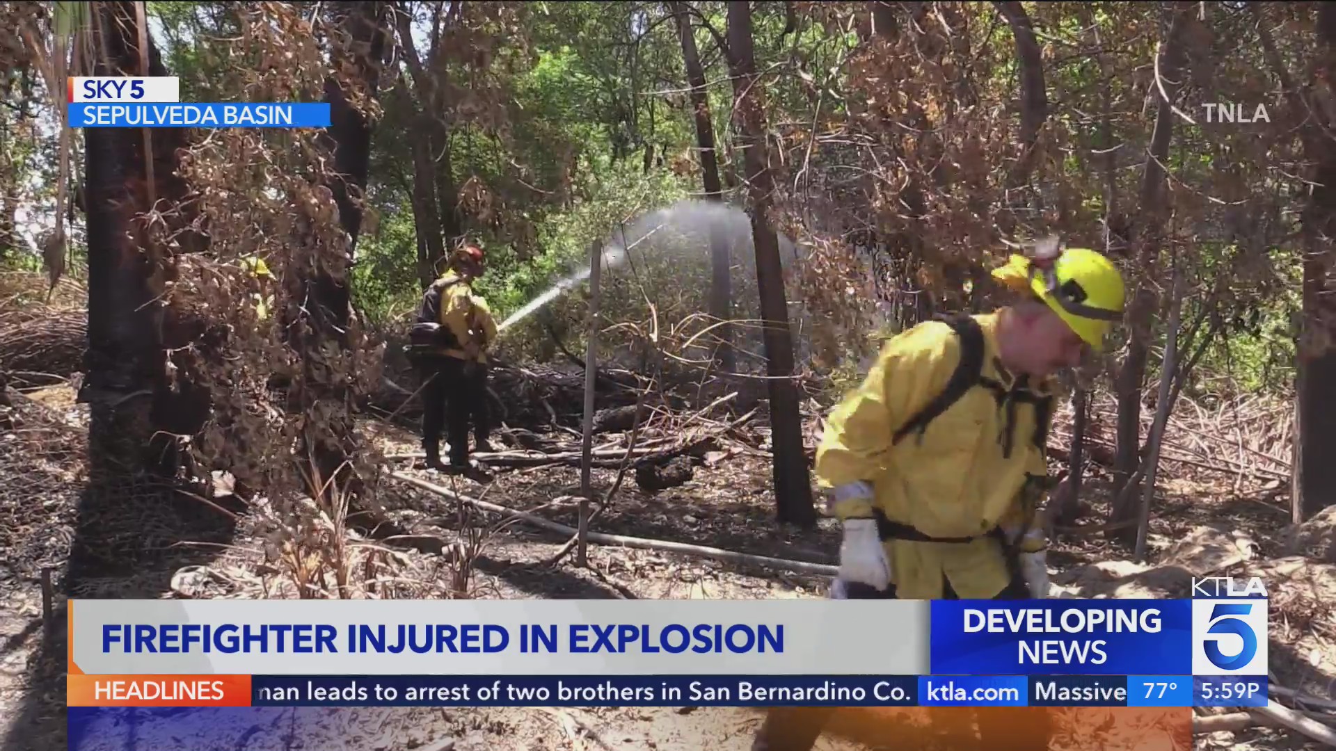 Explosion in Sepulveda Basin fire seriously injures firefighter – KTLA