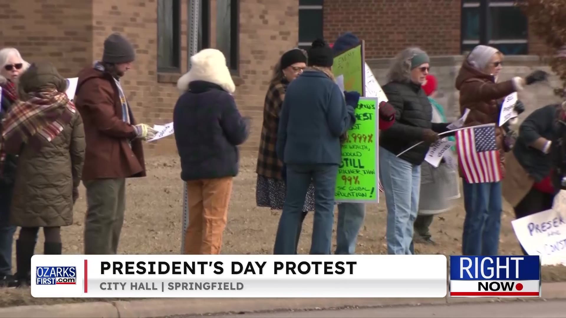 Protesters gather outside Springfield City Hall on President’s Day ...