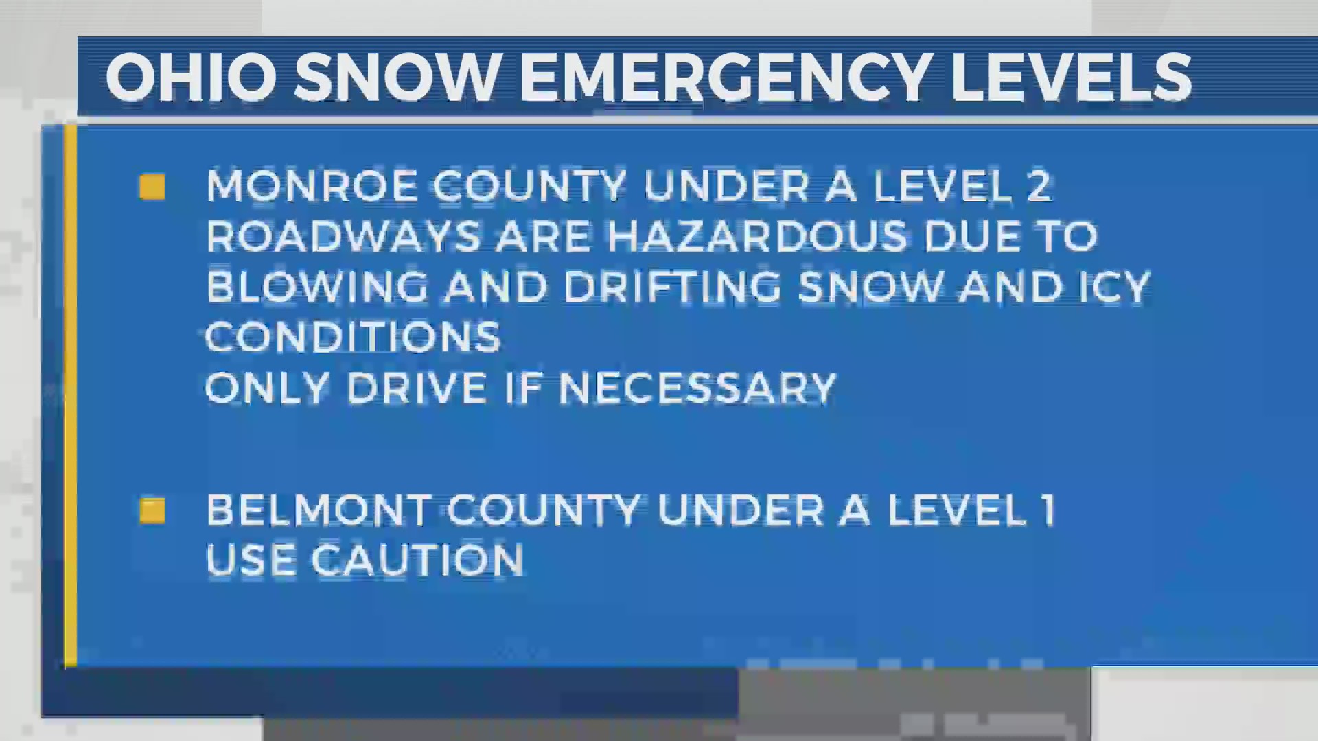 Multiple counties in Ohio on a Level 1 Snow Emergency – WTRF