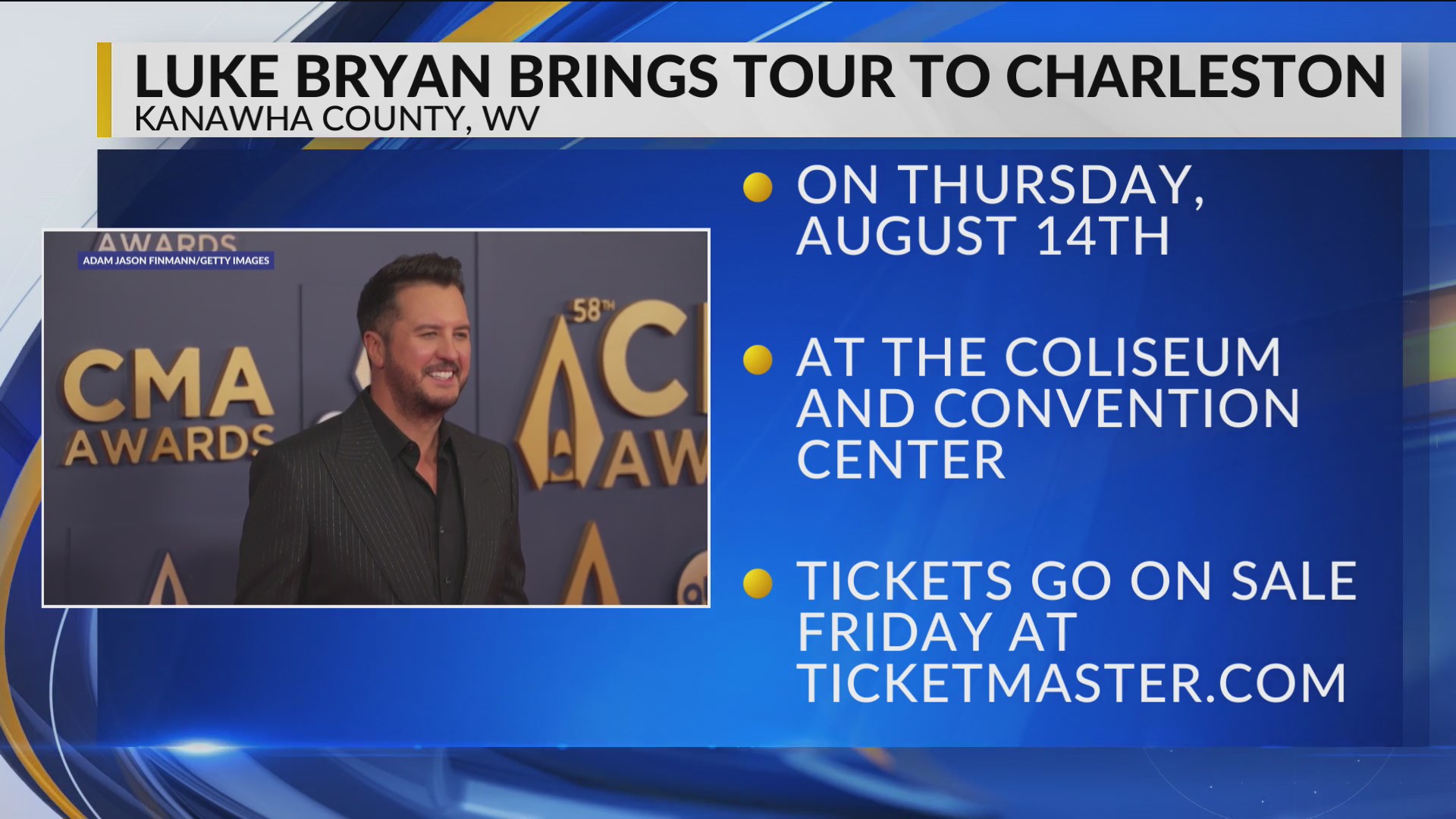 Luke Bryan tour coming to Charleston in August – WOWK 13 News