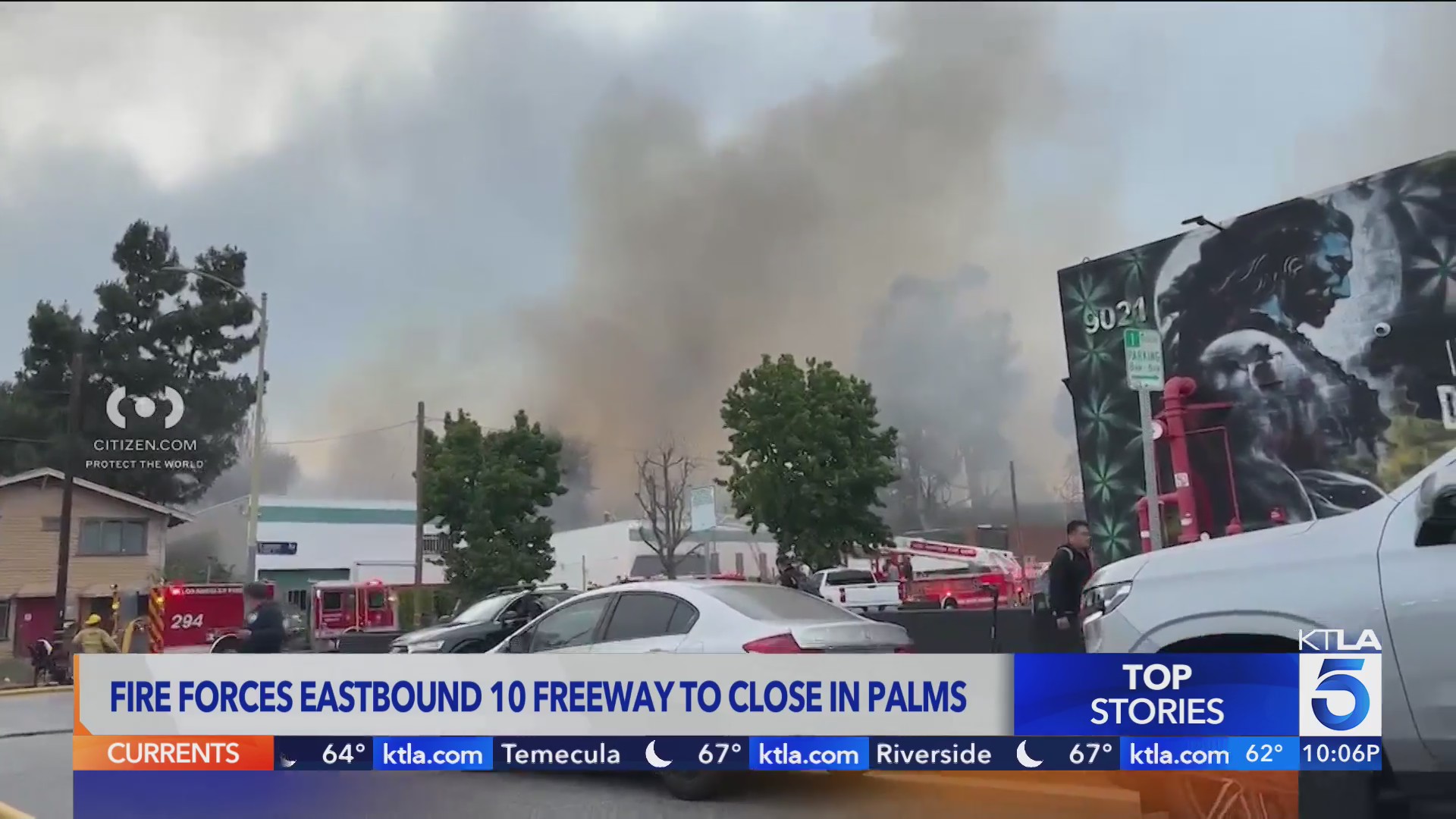 Fire forces eastbound 10 Freeway closure in Palms – KTLA