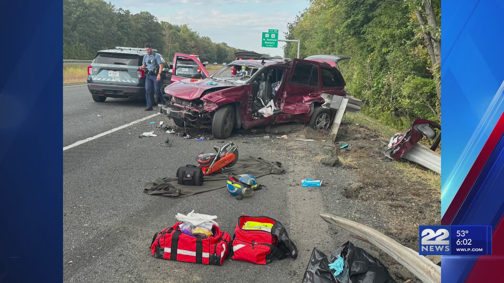 One person injured in car crash on I-91 in Hatfield – WWLP