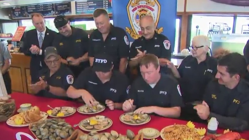 Getting ready for Peter’s Clam Eating Contest – PIX11