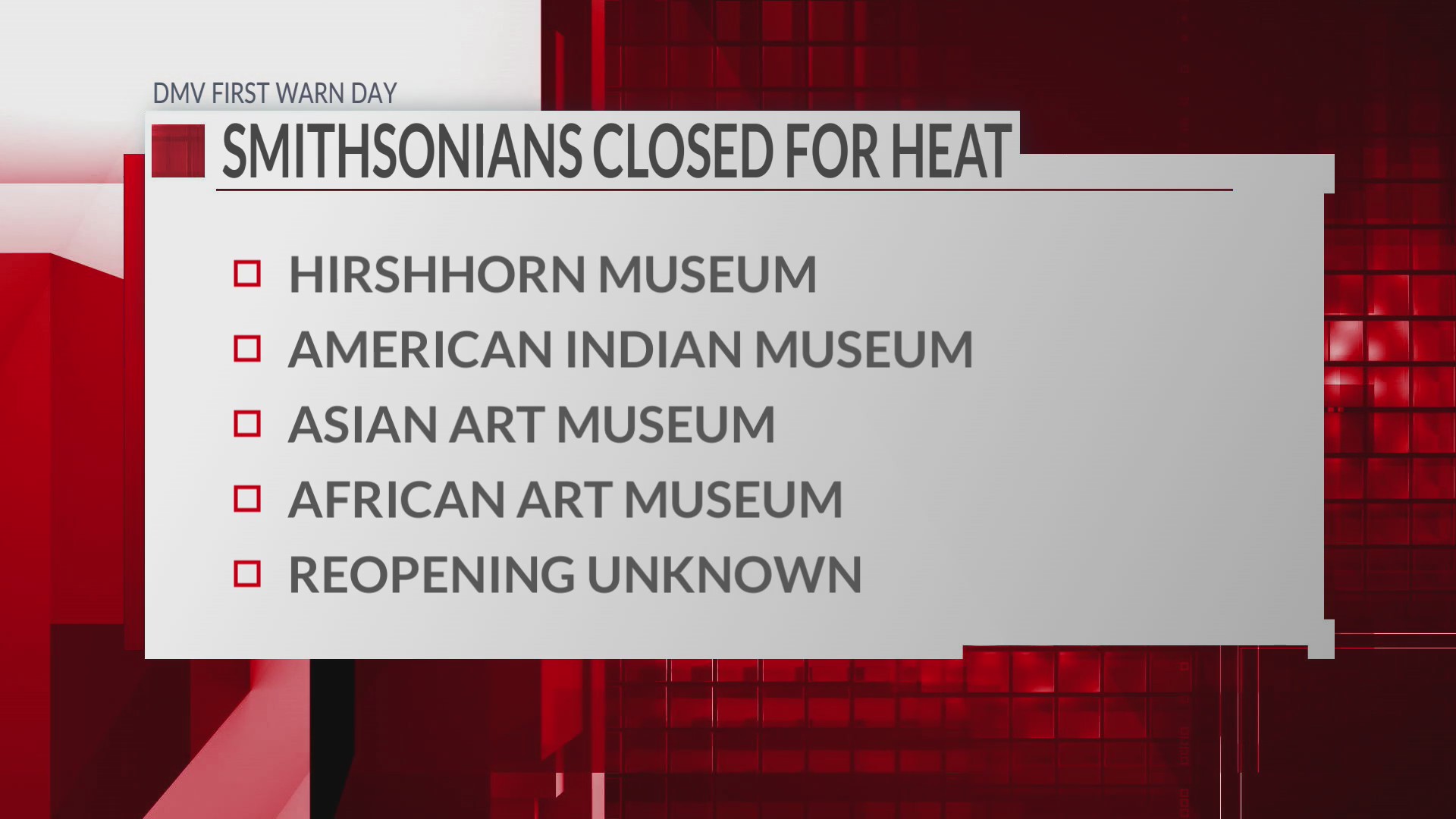 Some Smithsonian museums close amid HVAC issues – DC News Now | DC ...