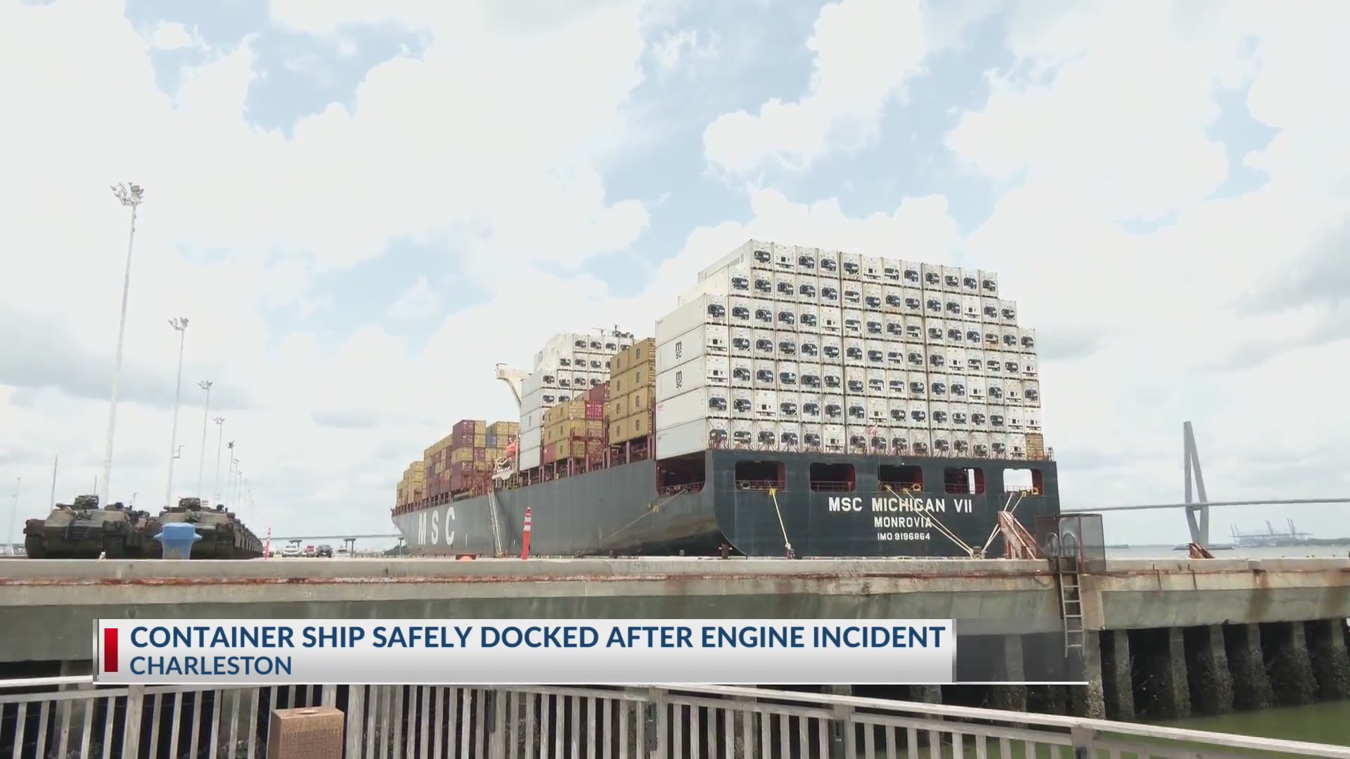 Container ship safely docked after engine incident – WCBD News 2
