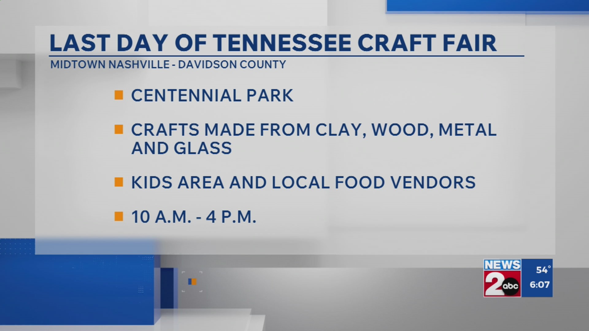Last day of TN Craft Fair at Centennial Park – WKRN News 2