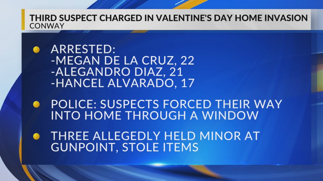 Third person faces burglary, kidnapping charges in Conway Valentine’s ...