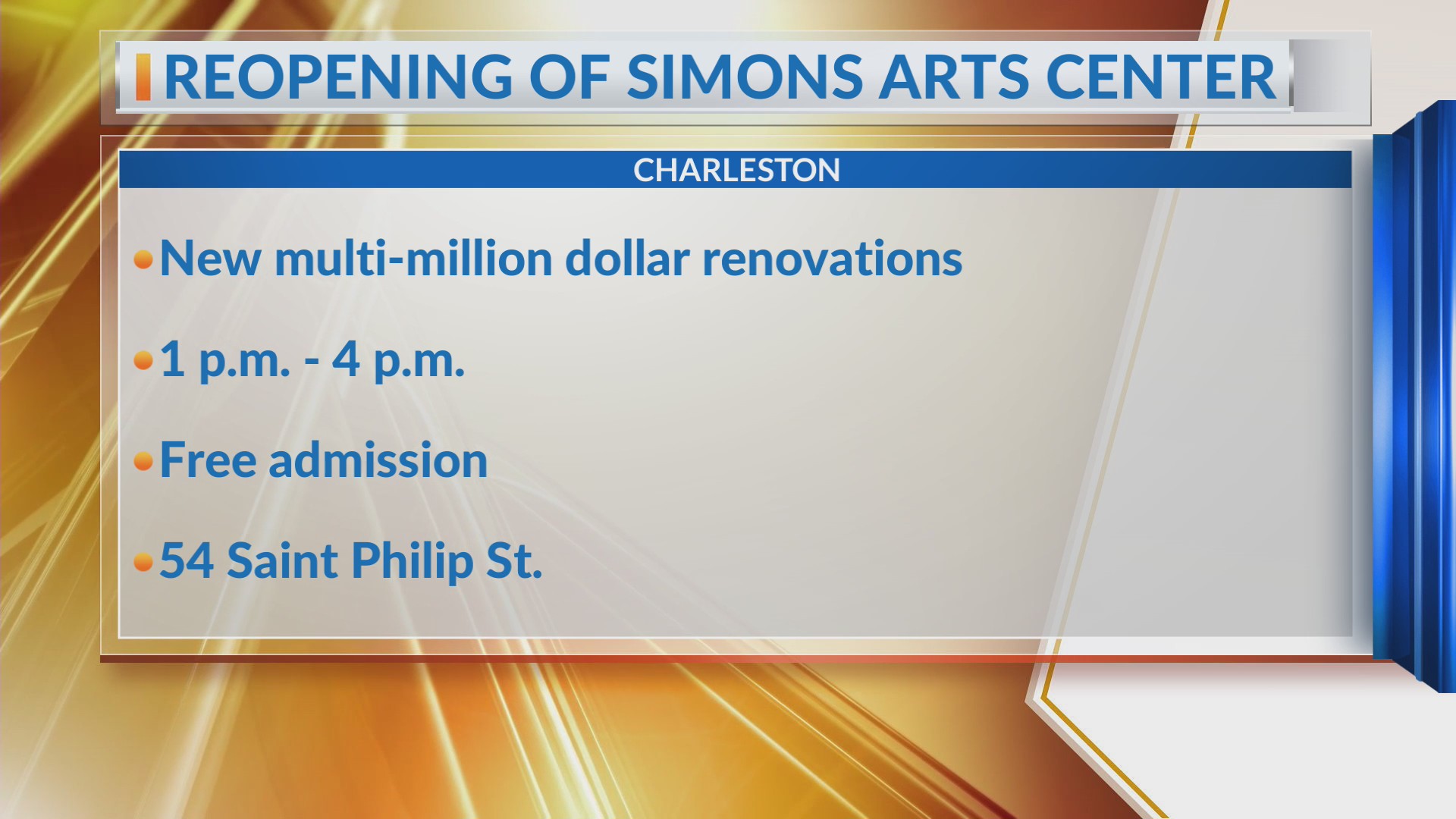 Reopening of Simons Arts Center – WCBD News 2