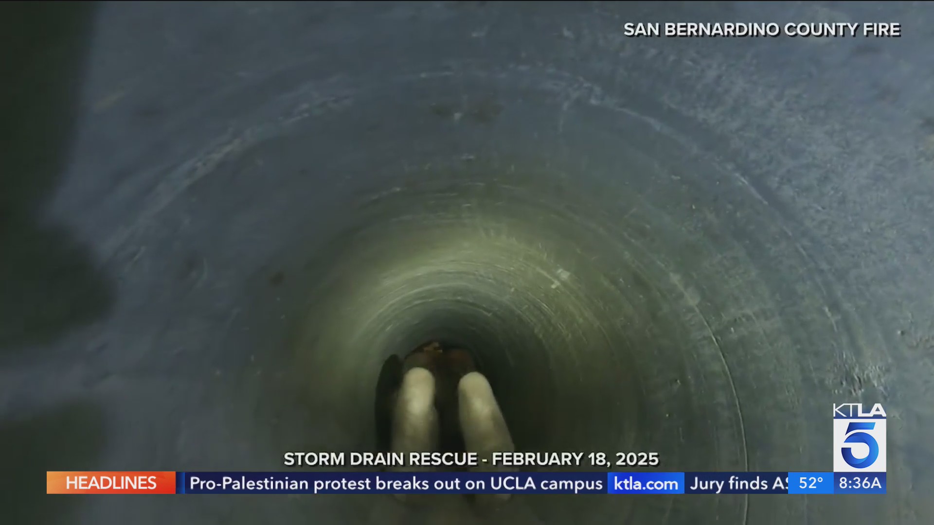 Woman rescued from tight storm drain in downtown San Bernardino – KTLA