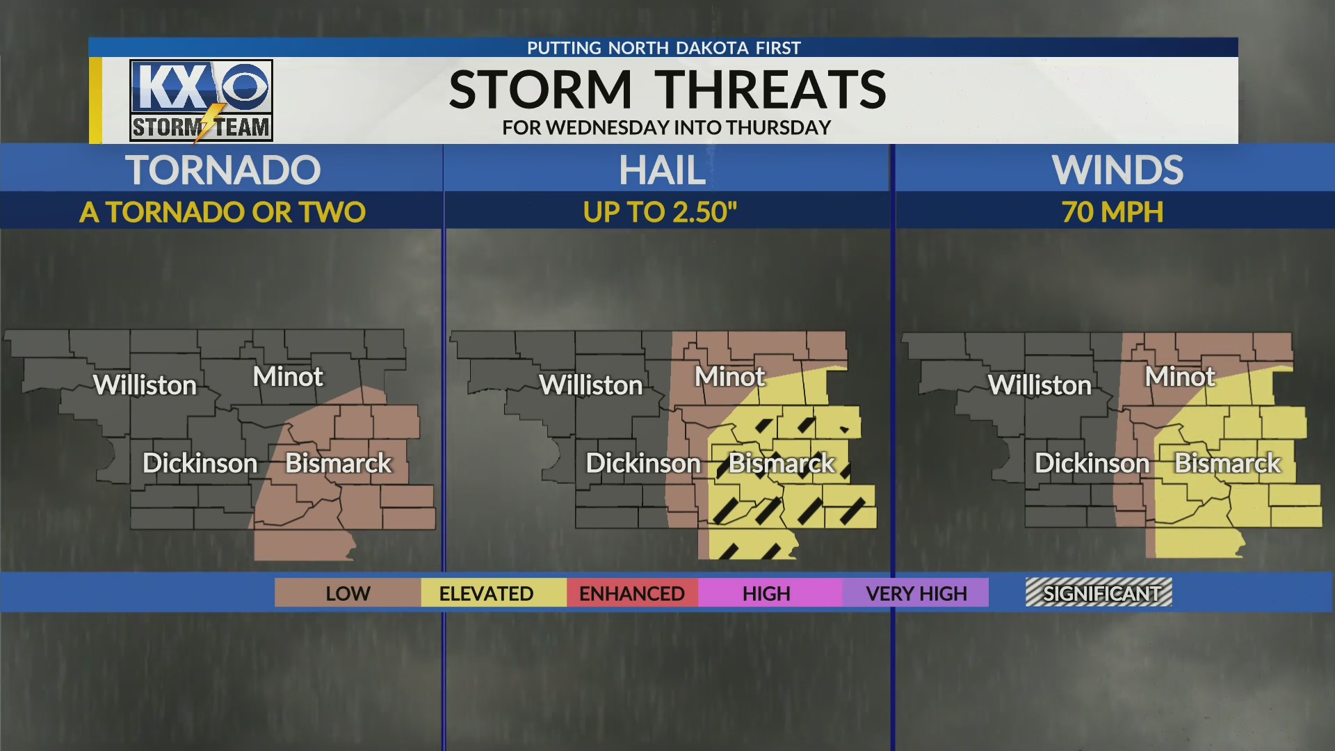 Severe storms develop along a cold front with threats of large hail ...