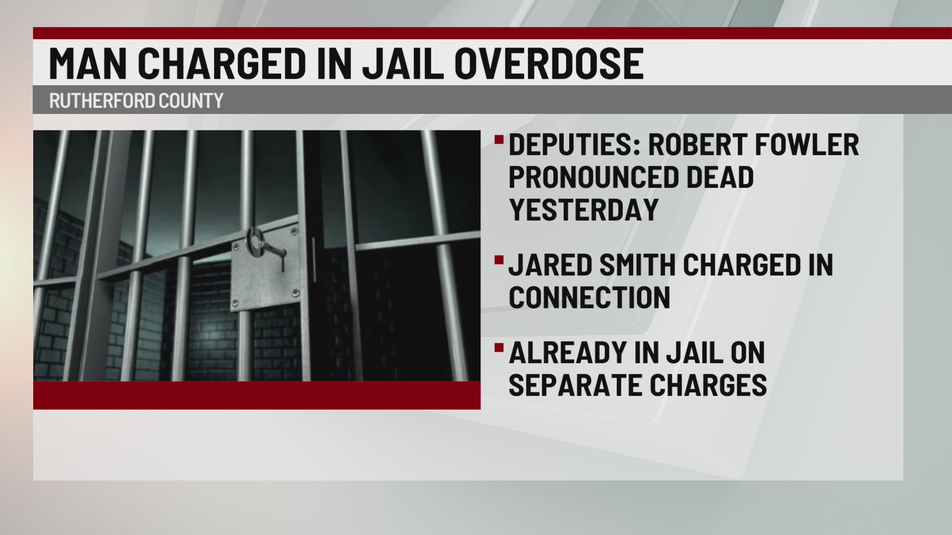 Rutherford Co. inmate charged with murder in overdose death – WSPA 7NEWS