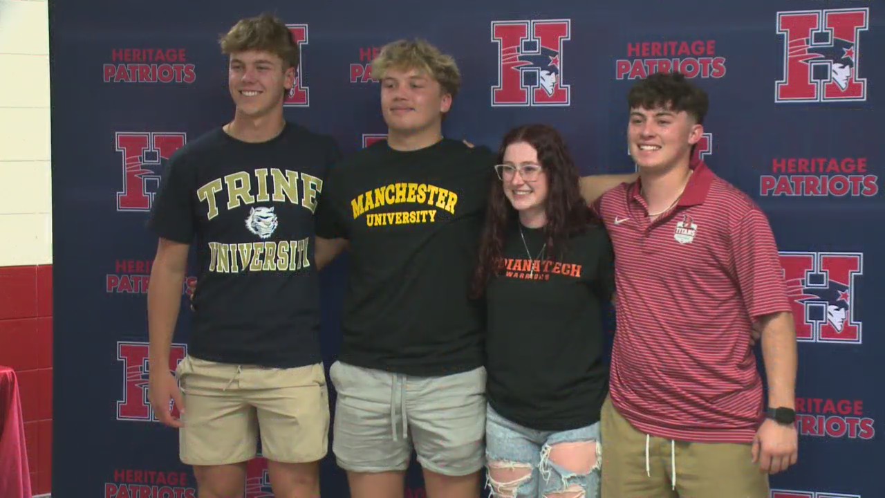 Four Heritage High School seniors sign for college on April 22, 2025 ...