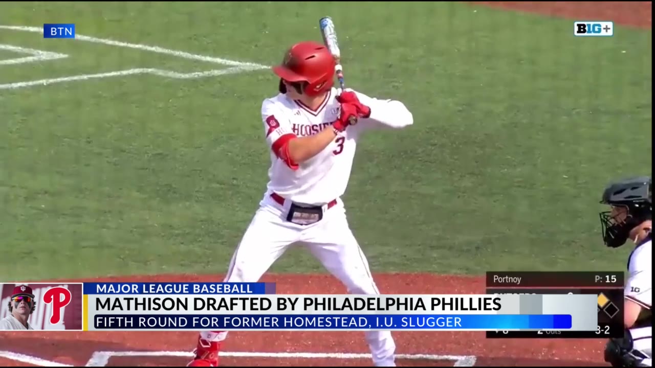 Homestead grad, IU standout Carter Mathison drafted by Phillies in ...