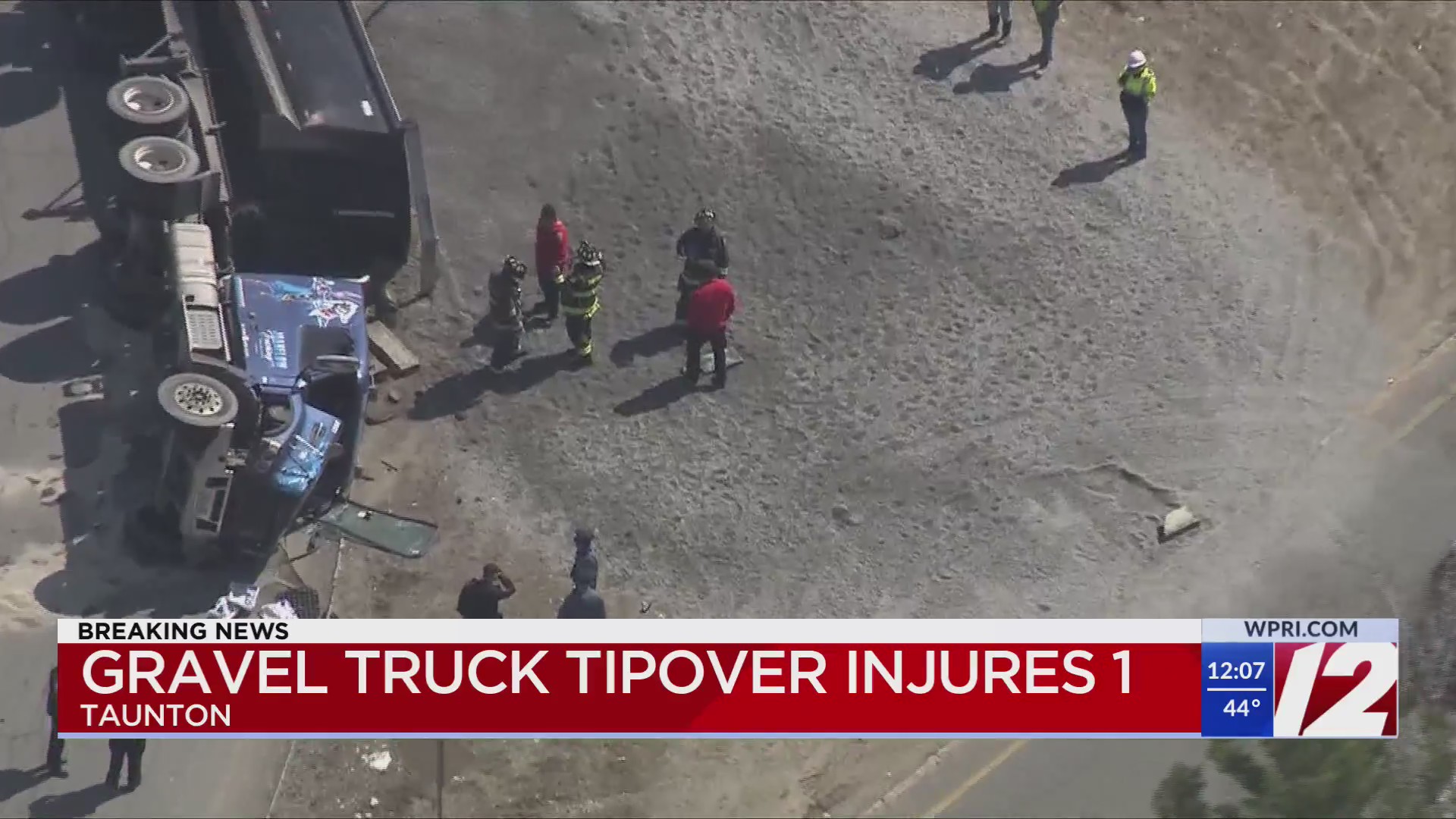 Gravel truck tip over injures one – WPRI.com
