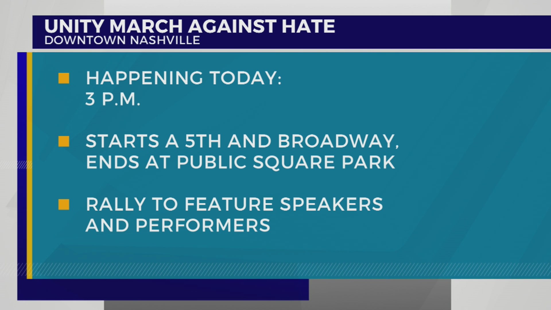 ‘Unity march’ against hate to take place Sunday in Nashville – WKRN News 2